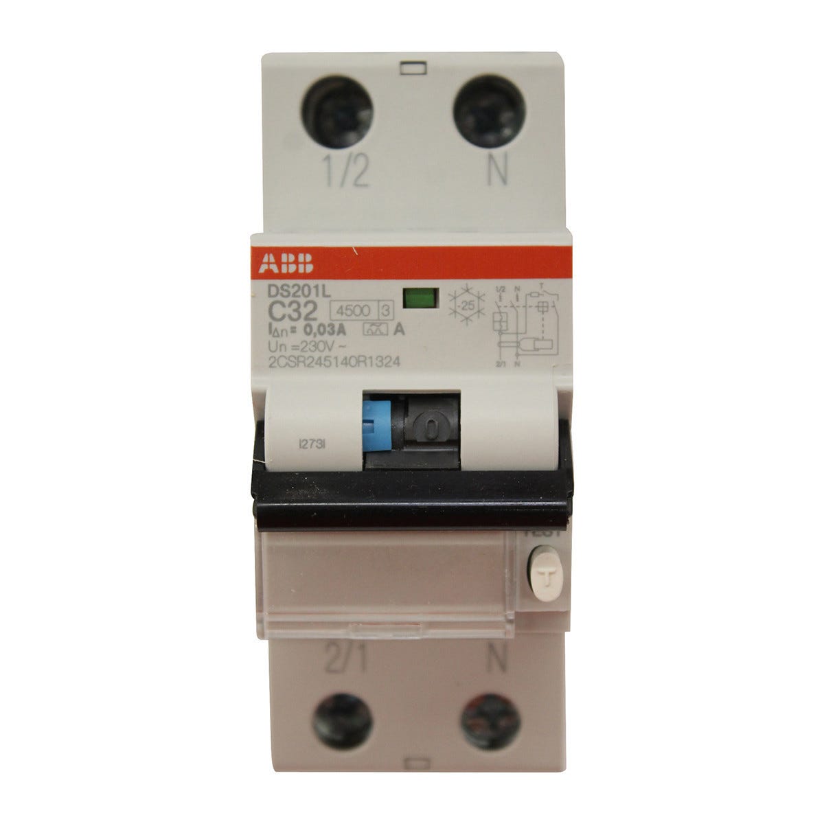 INTERRUTTORE MAGNETOTERMICO ABB DIFFERENZIALE 4,5kA 1P+N AC 32A 2 MODULI 30mA CLASSE A