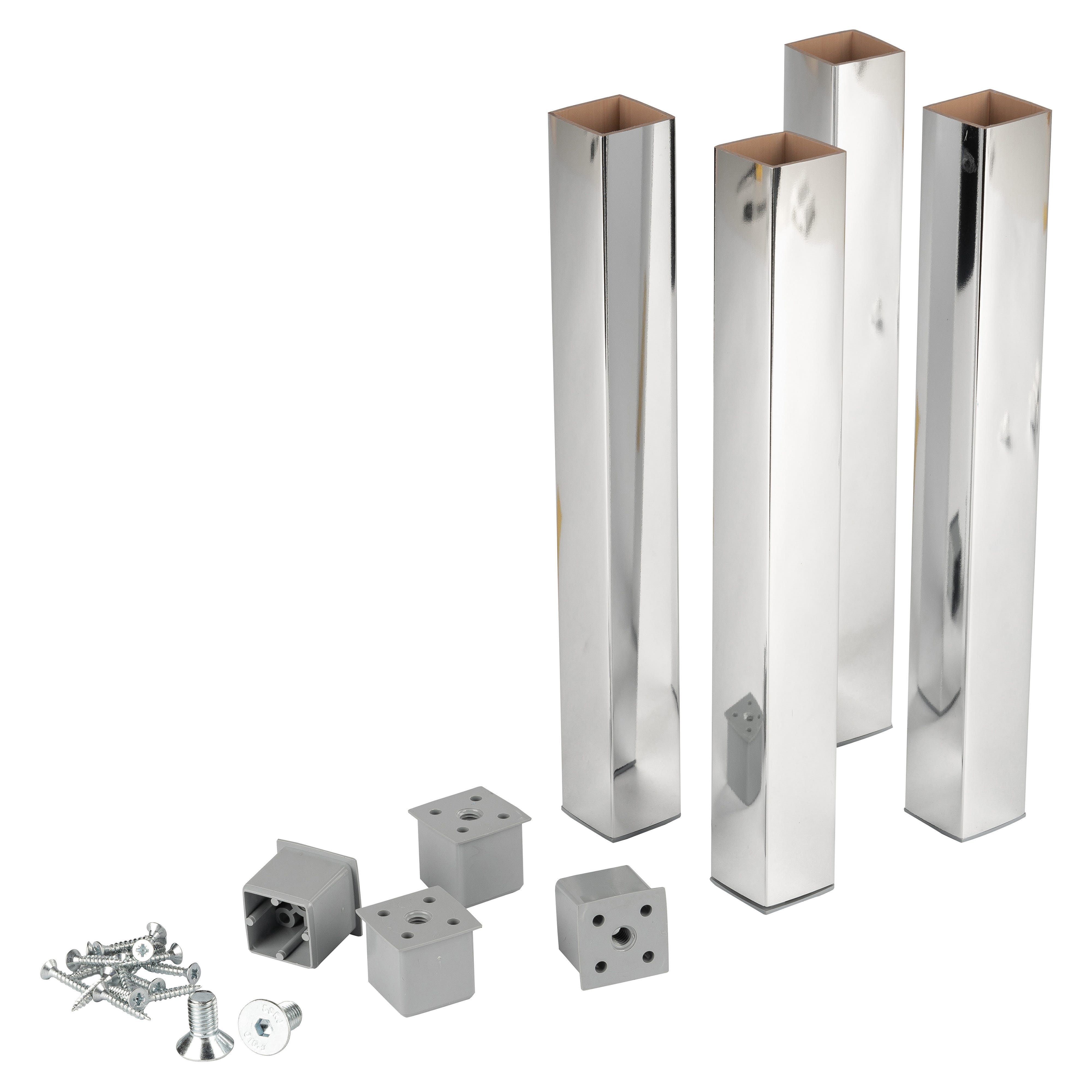 SET 4 PIEDI APPOGGIO PER BASE DEEP 2 IN PLASTICA CROMATA 6,5x27,5x6,5 ...