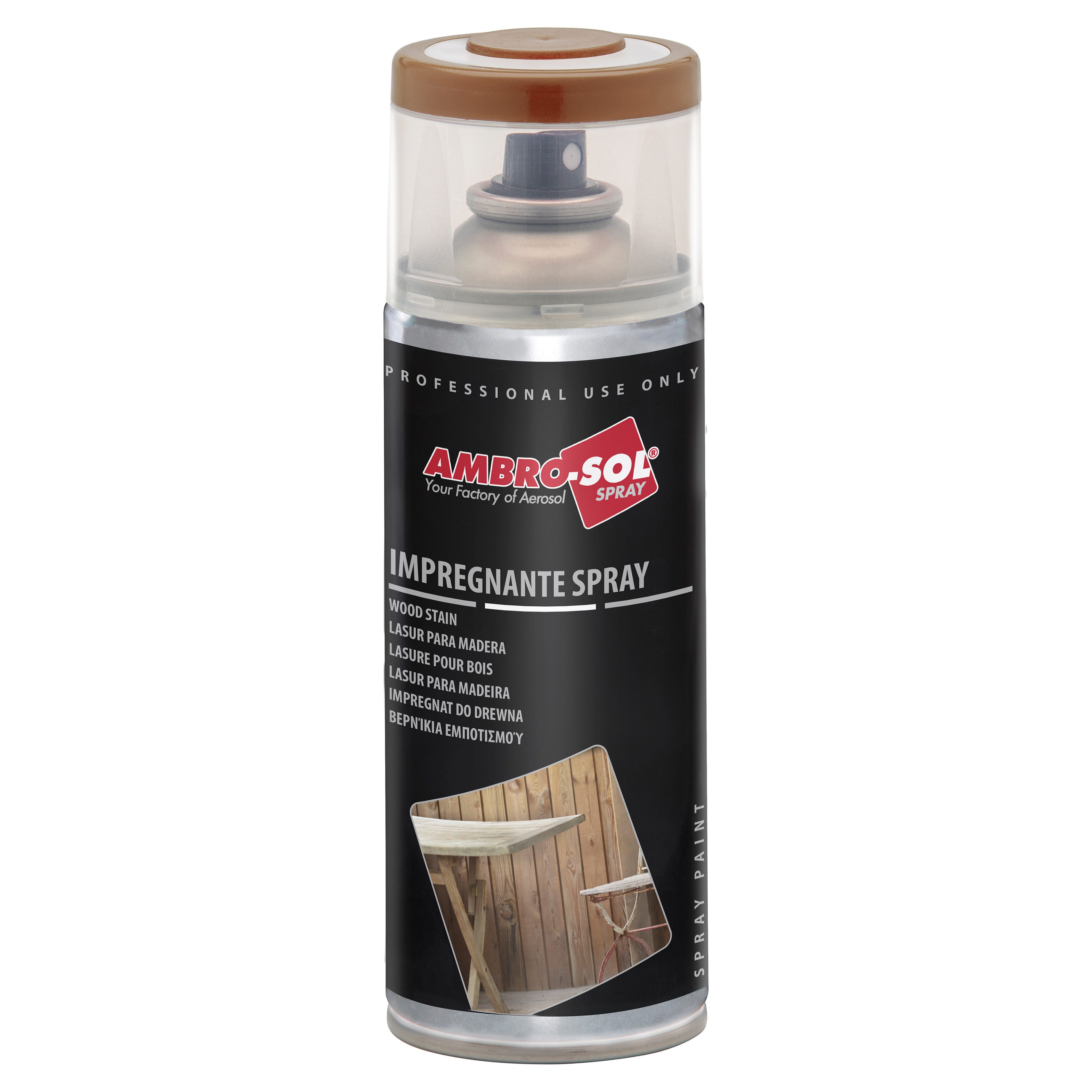 IMPREGNANTE SPRAY PER LEGNO AMBROSOL TRASPARENTE 400 ml 2,5-12,5 m² CON 1 l