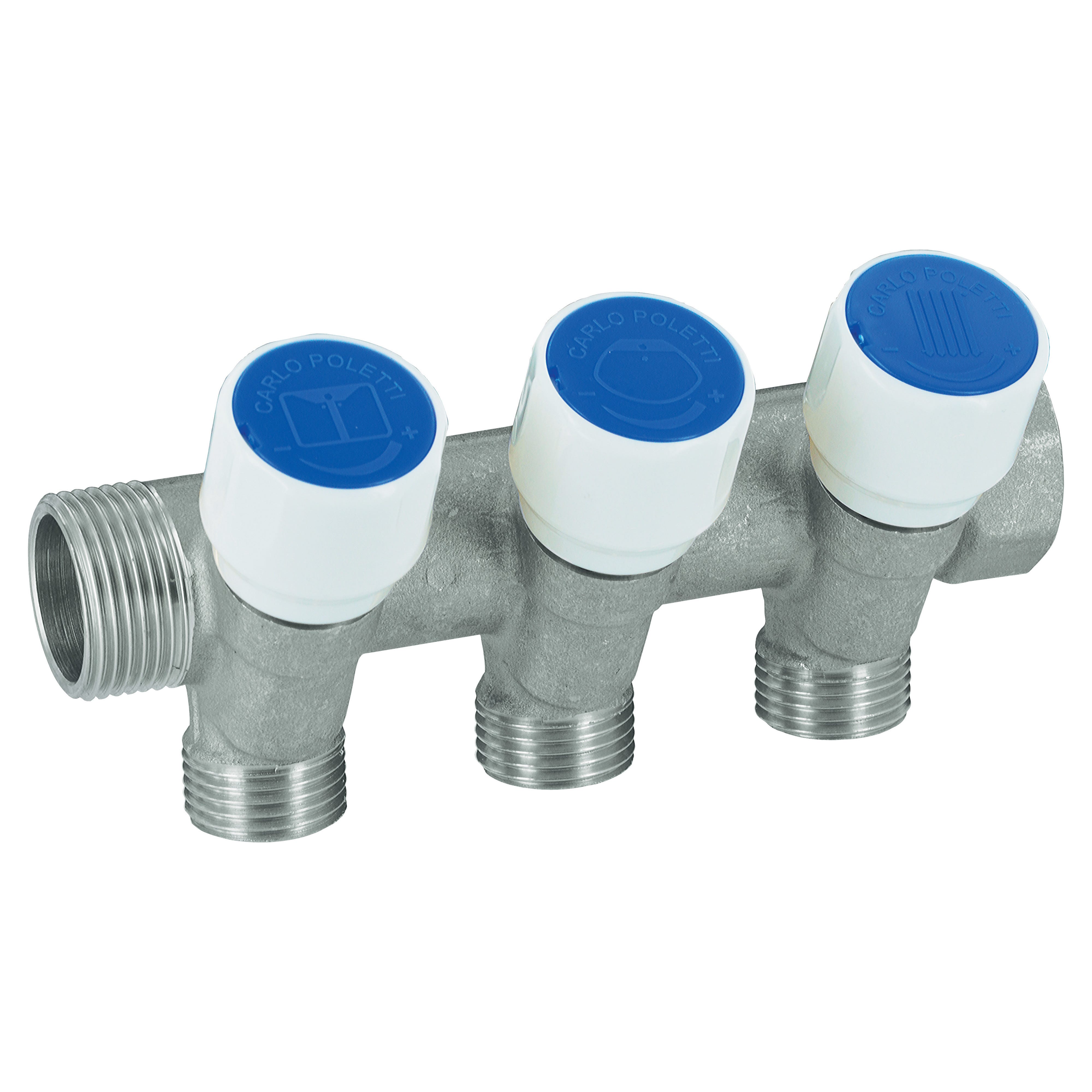 COLLETTORE SANITARIO POLETTI C532 3 VIE M 1/2'' CON RUBINETTO INT. 40 mm INGRESSO MF 3/4''