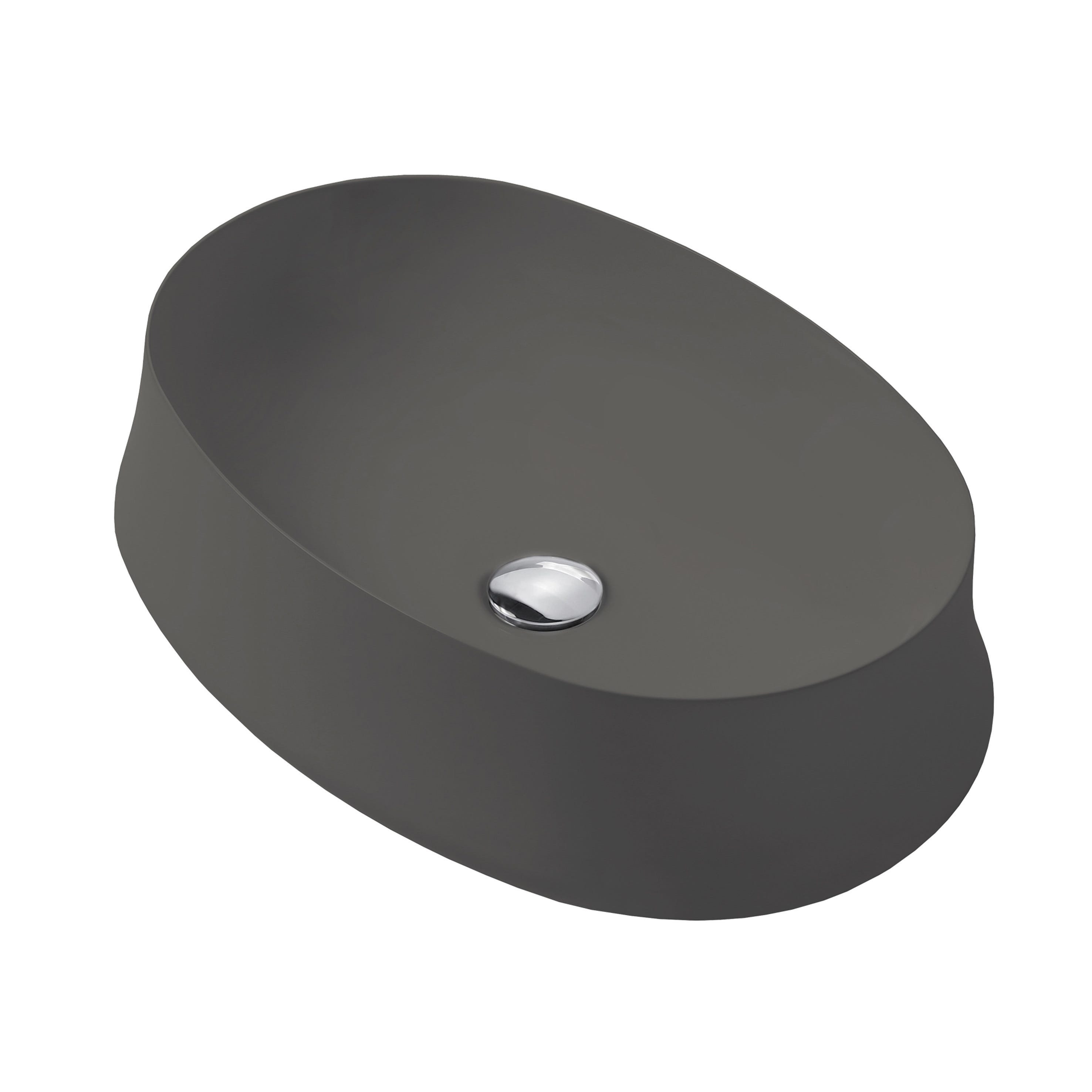 LAVABO D'APPOGGIO SIMAS SHARP04 CERAMICA ANTRACITE MATT OVALE 60x16x42 ...