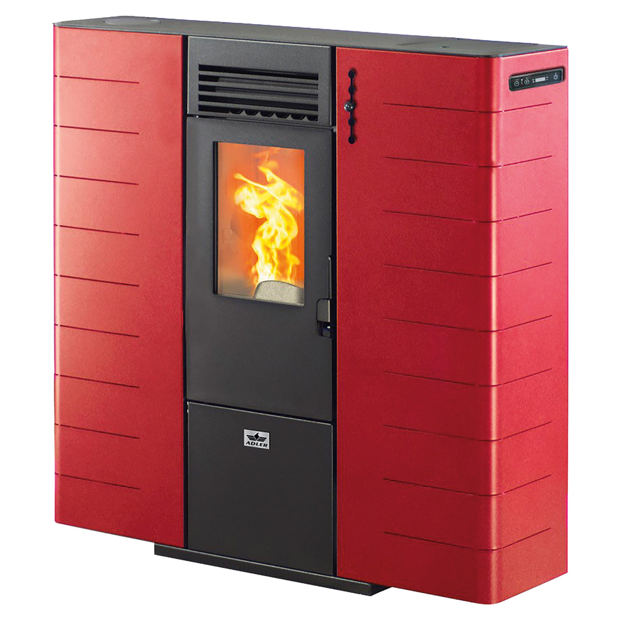STUFA A PELLET AD ARIA ADLER IRIS 10 CANALIZZATA 9,01 kW BORDEAUX