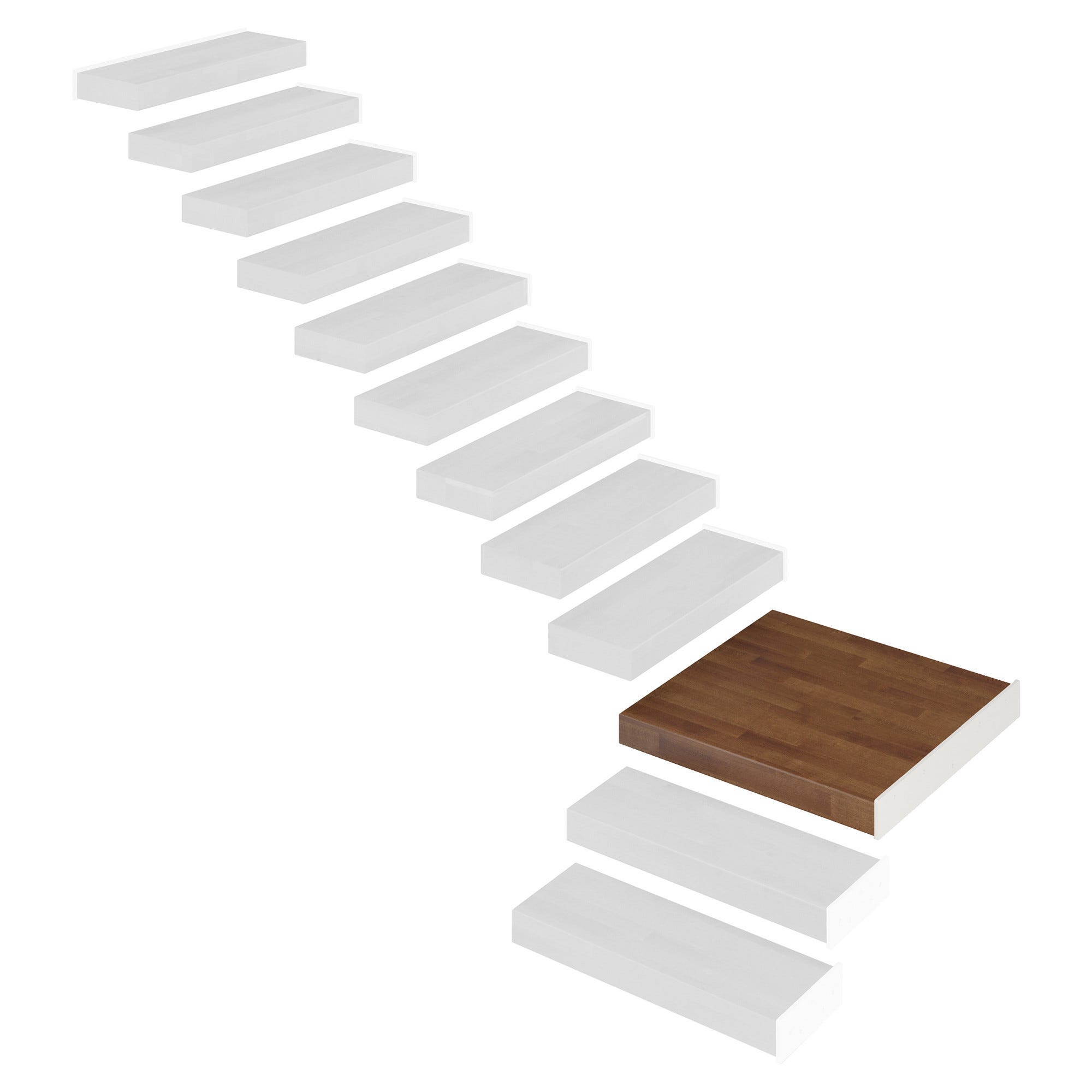 PIANEROTTOLO SCALA SOSPESA 90 cm FAGGIO COLOR NOCE L90xH90xSP9 cm