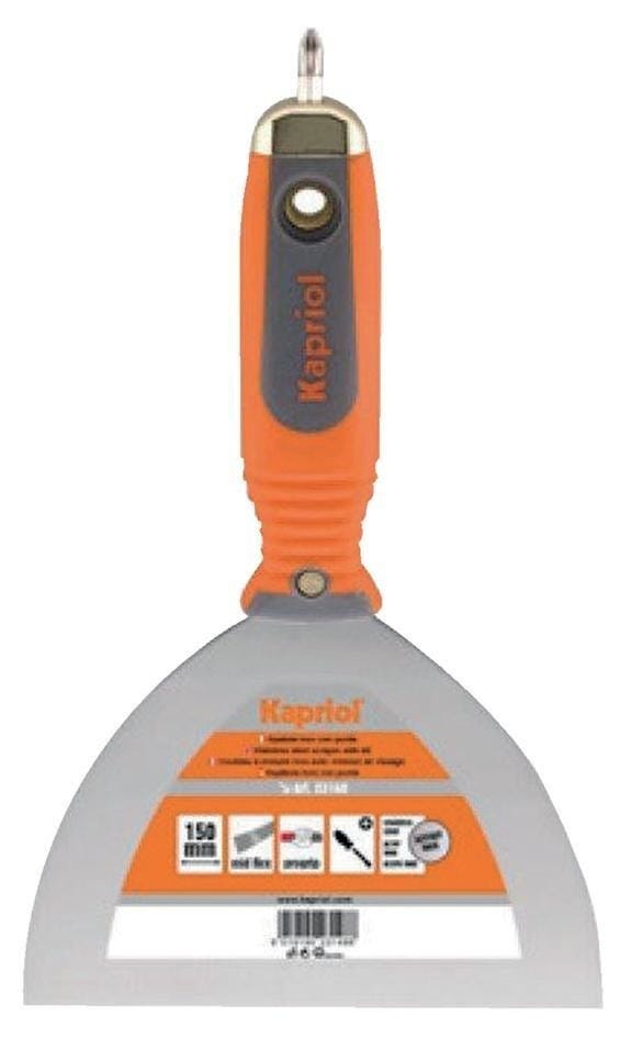 SPATOLA 150 mm KAPRIOL IN ACCIAIO CON PUNTA CACCIAVITE E MANICO IN PLASTICA