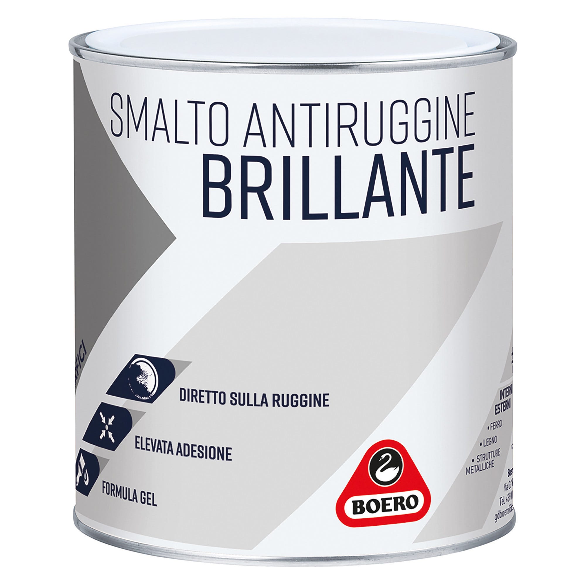SMALTO ANTIRUGGINE GEL BOERO BRILLANTE BIANCO 2,5 l ESTERNO 9-11 m² CON 1 l