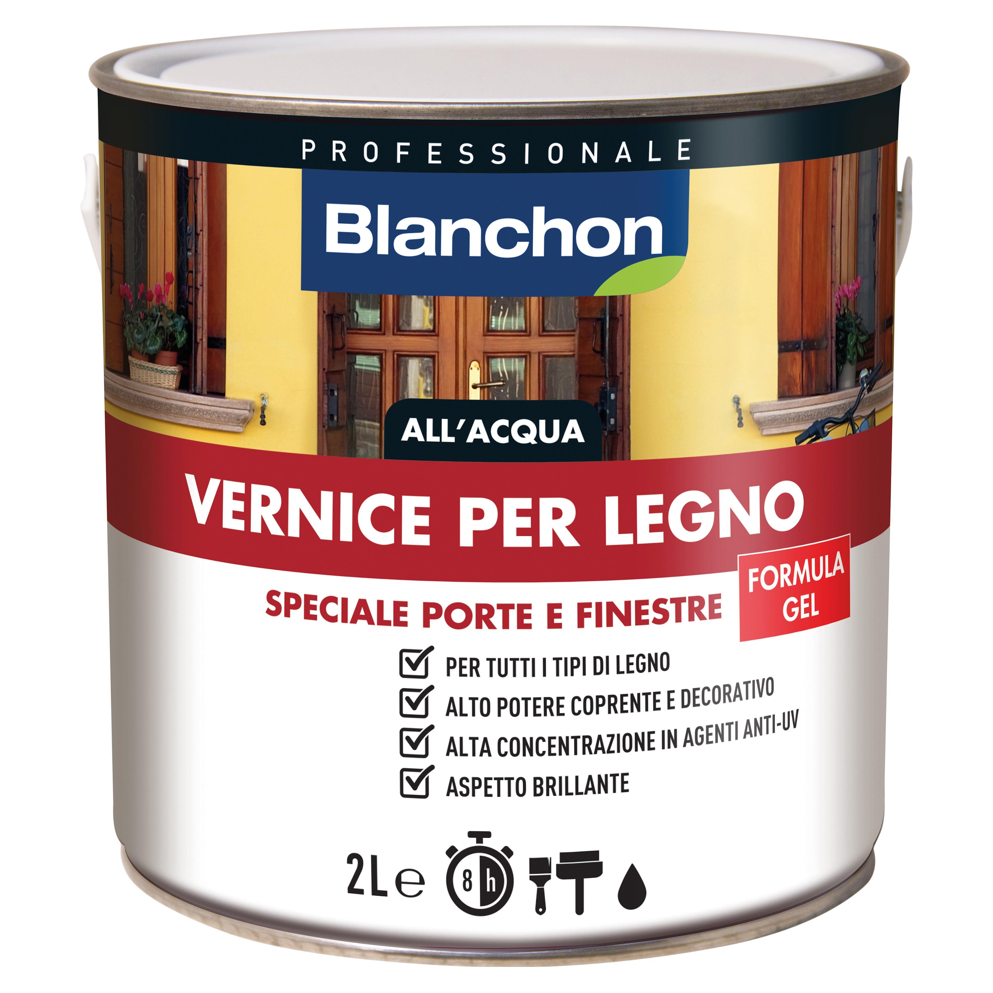 VERNICE LEGNO SERRAMENTI BLANCHON 2 l NOCE COPRE E DECORA 12 m² CON 1 l