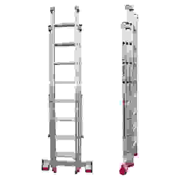 SCALA ALLUMINIO FARAONE 7+8+8 GRADINI ALTEZZA 2,50/4,46 m EN131 PORTATA ...