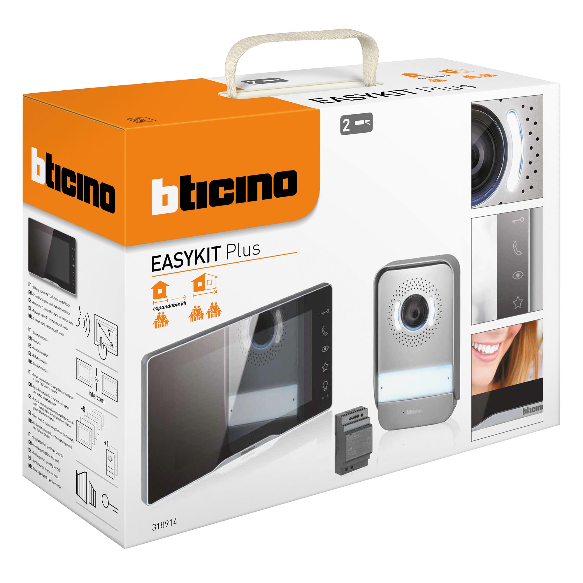 KIT VIDEOCITOFONO BTICINO MONO/BI FAMILIARE EASYKIT PLUS 2 FILI COLORE NERO