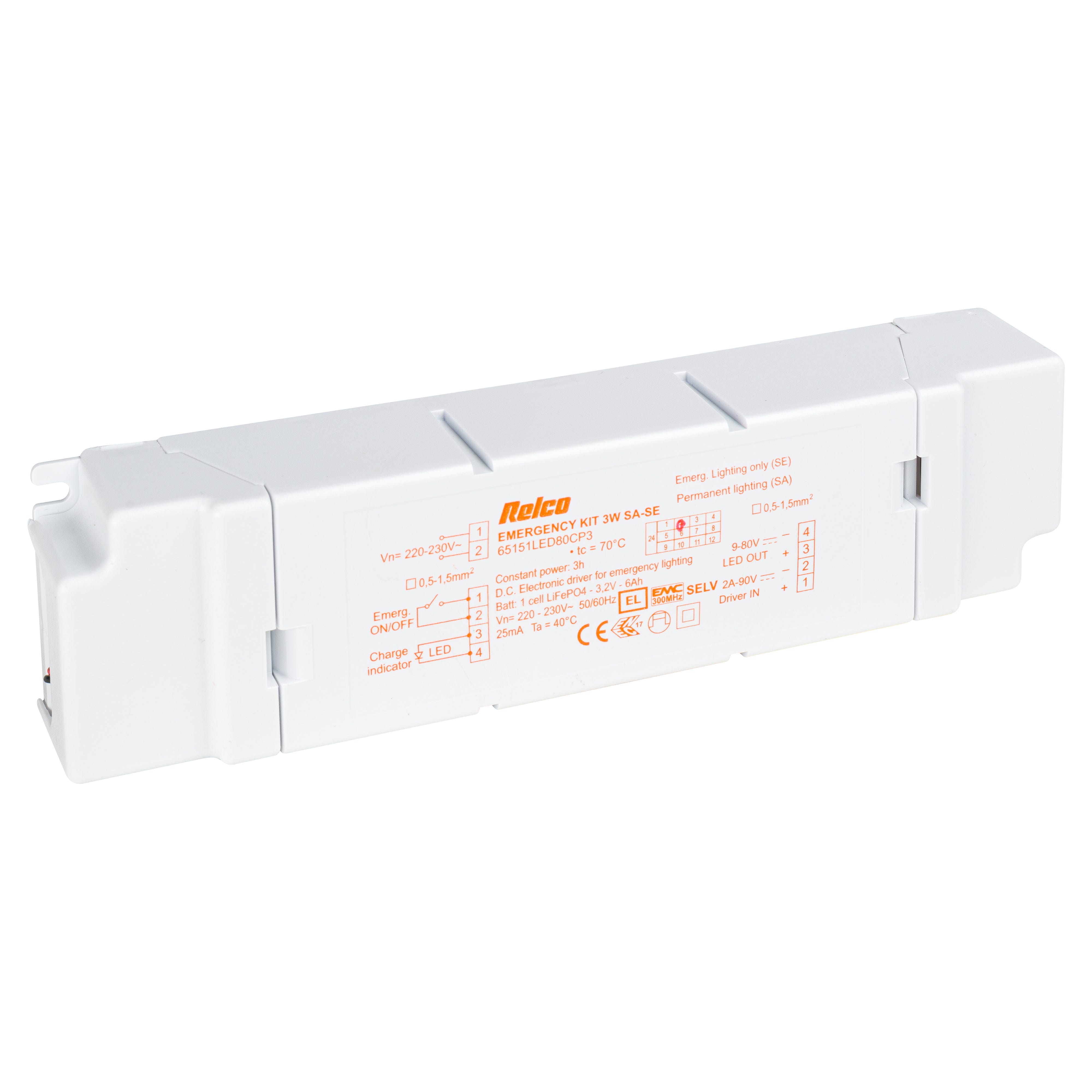 KIT EMERGENZA RELCO 3W AUTONOMIA 3h USCITA 9-80V