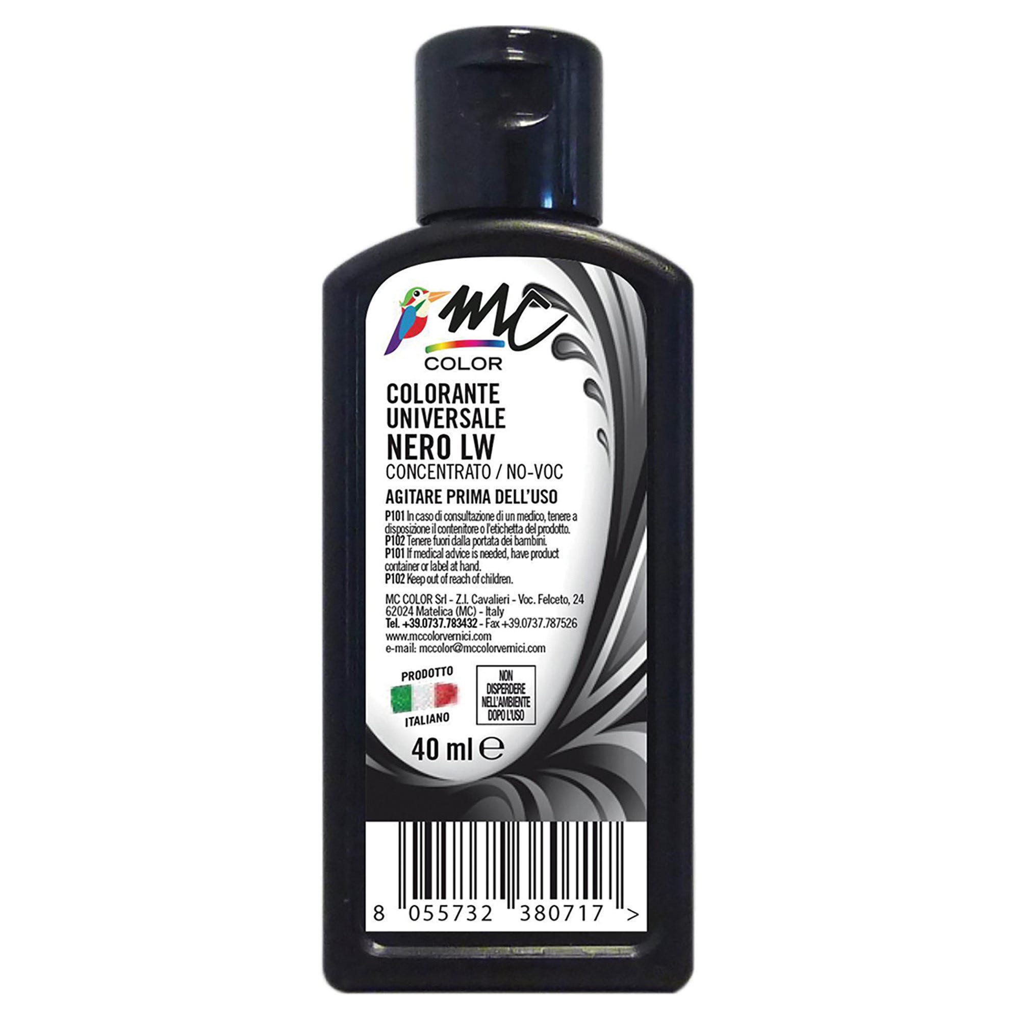 COLORANTE UNIVERSALE MC COLOR 40 ml NERO CONCENTRATO NO VOC
