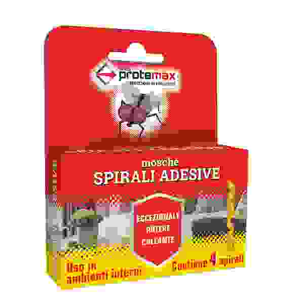 SPIRALI ADESIVE PROTEMAX PER MOSCHE PRONTE ALL'USO 4 PEZZI