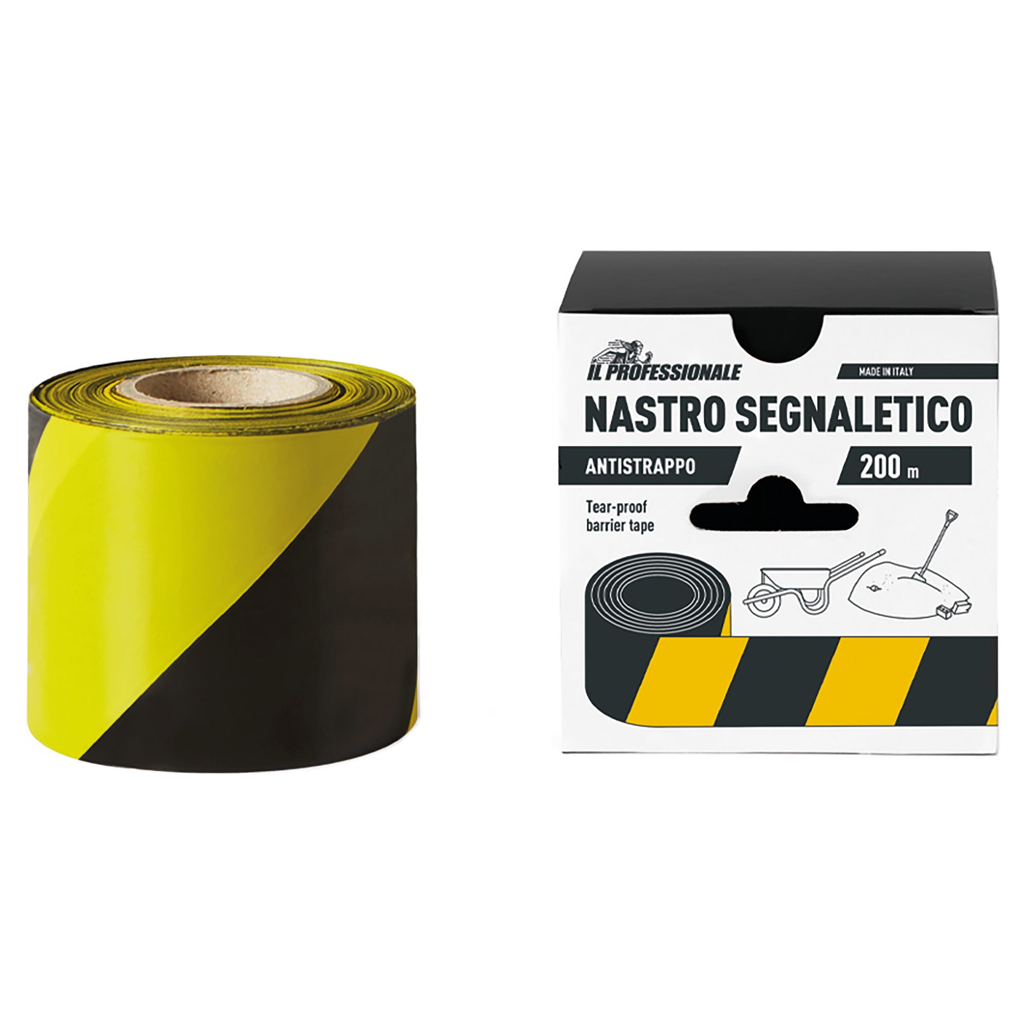 NASTRO SEGNALETICO GIALLO NERO LUNGHEZZA 200 m ALTEZZA 7 cm