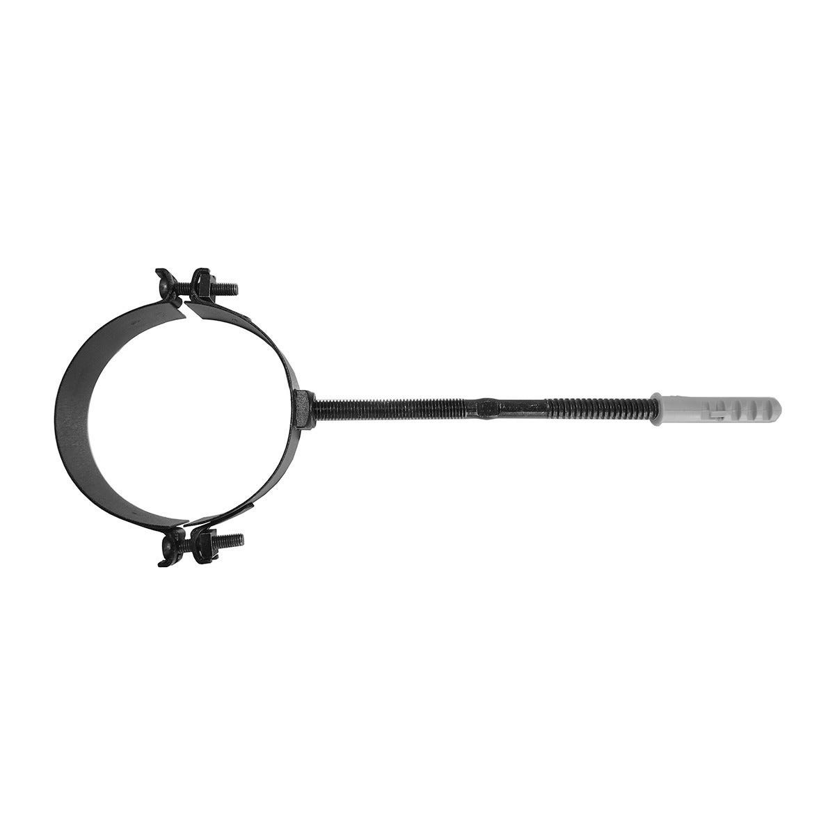 FASCETTA MURALE STABILE SISTEMA NPS CON BARRA E TASSELLO Ø80 mm INOX NERO