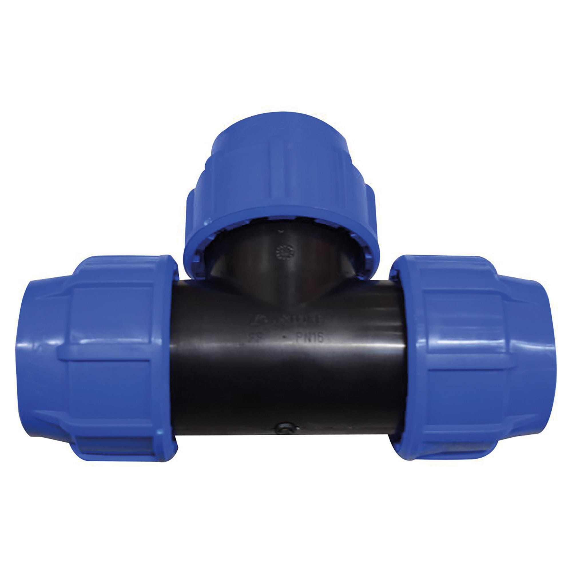 RACCORDO A COMPRESSIONE TUBO POLIETILENE TEE Ø 63x63x63 mm