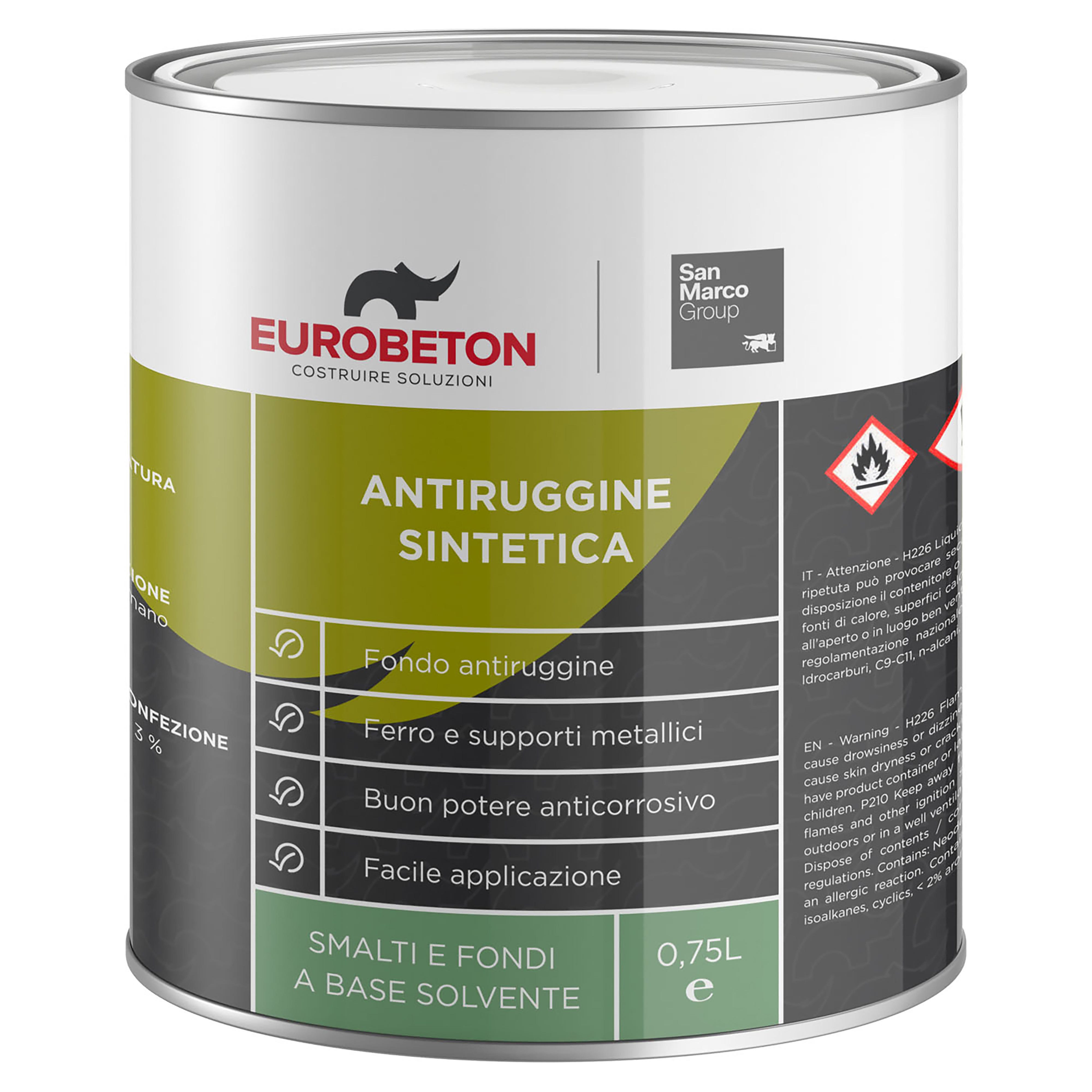 ANTIRUGGINE SINTETICA EB SANMARCO 0,75 l GRIGIO 12 m² CON 1 l