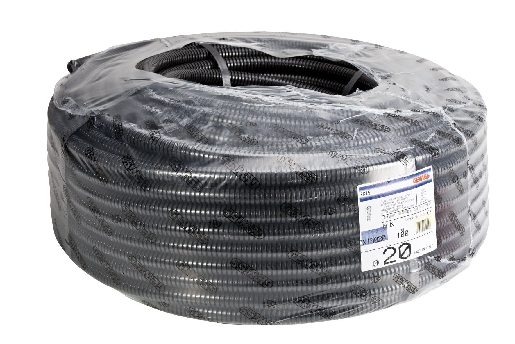 TUBO CORRUGATO GEWISS NERO Ø 20 mm MATASSA 100 m