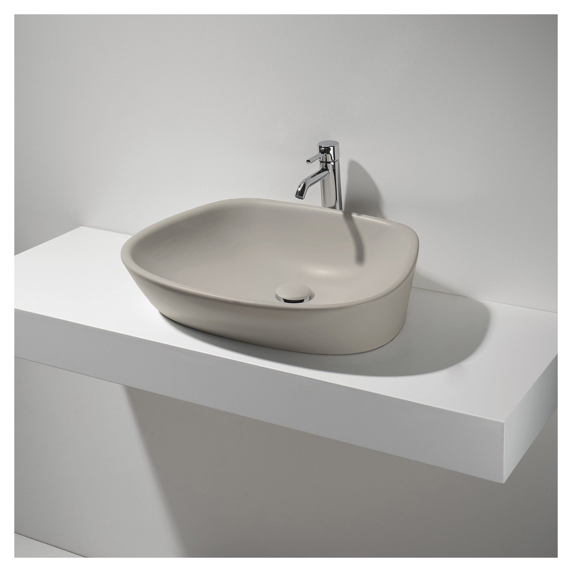LAVABO D'APPOGGIO SIMAS BORMIO CERAMICA SABBIA MATT RETTANGOLARE 58x15x43 cm (LxHxP)