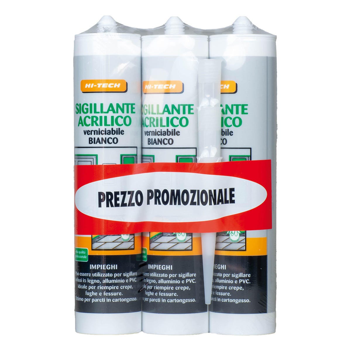 SILICONE ACRILICO HI-TECH SIGILL 280 ml BIANCO MULTIUSO VERNICIABILE - 3 PEZZI | Tecnomat