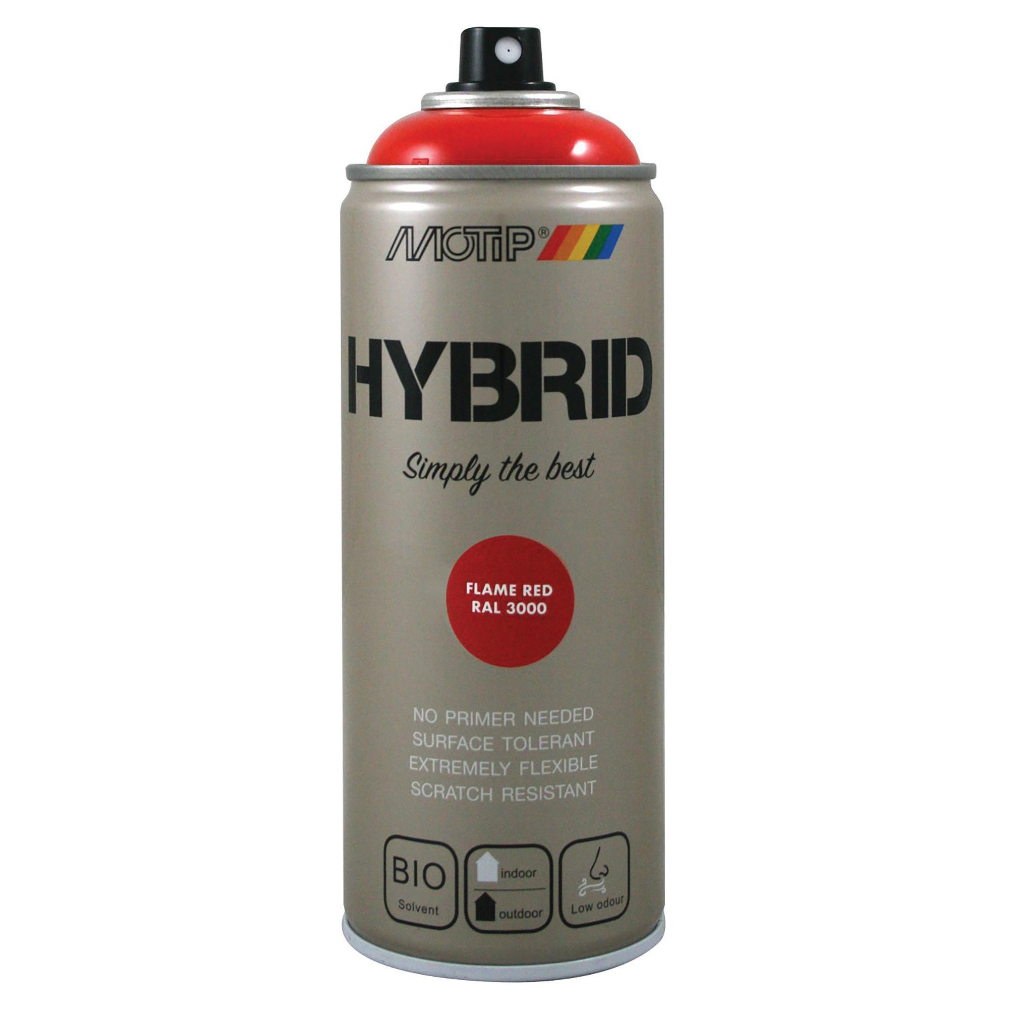 VERNICE SPRAY HYBRID RAL 3000 MOTIP ROSSO FUOCO 400 ml 2,5 - 3,5 m² CON 1 l