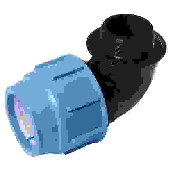 RACCORDO A COMPRESSIONE BLUSEAL GOMITO M 1"1/2xØ 50 mm PER TUBO POLIETILENE