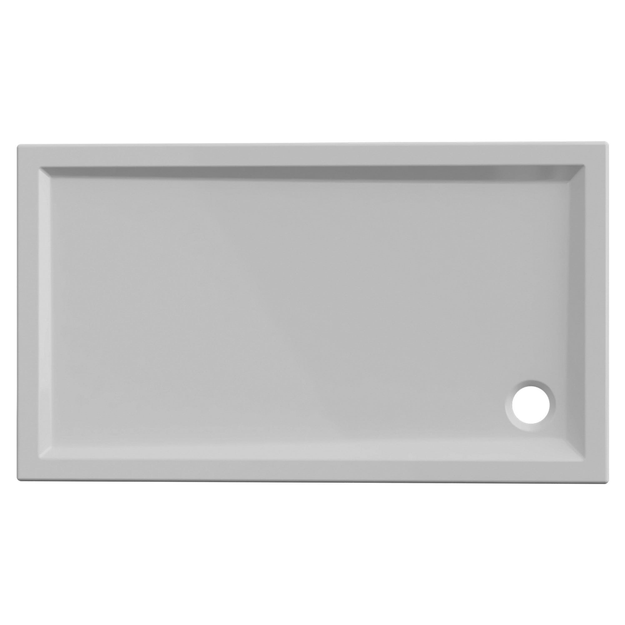 PIATTO DOCCIA SERIE MIAMI IN ACRILICO BIANCO 80x140 H 6 cm PILETTA Ø 90 mm