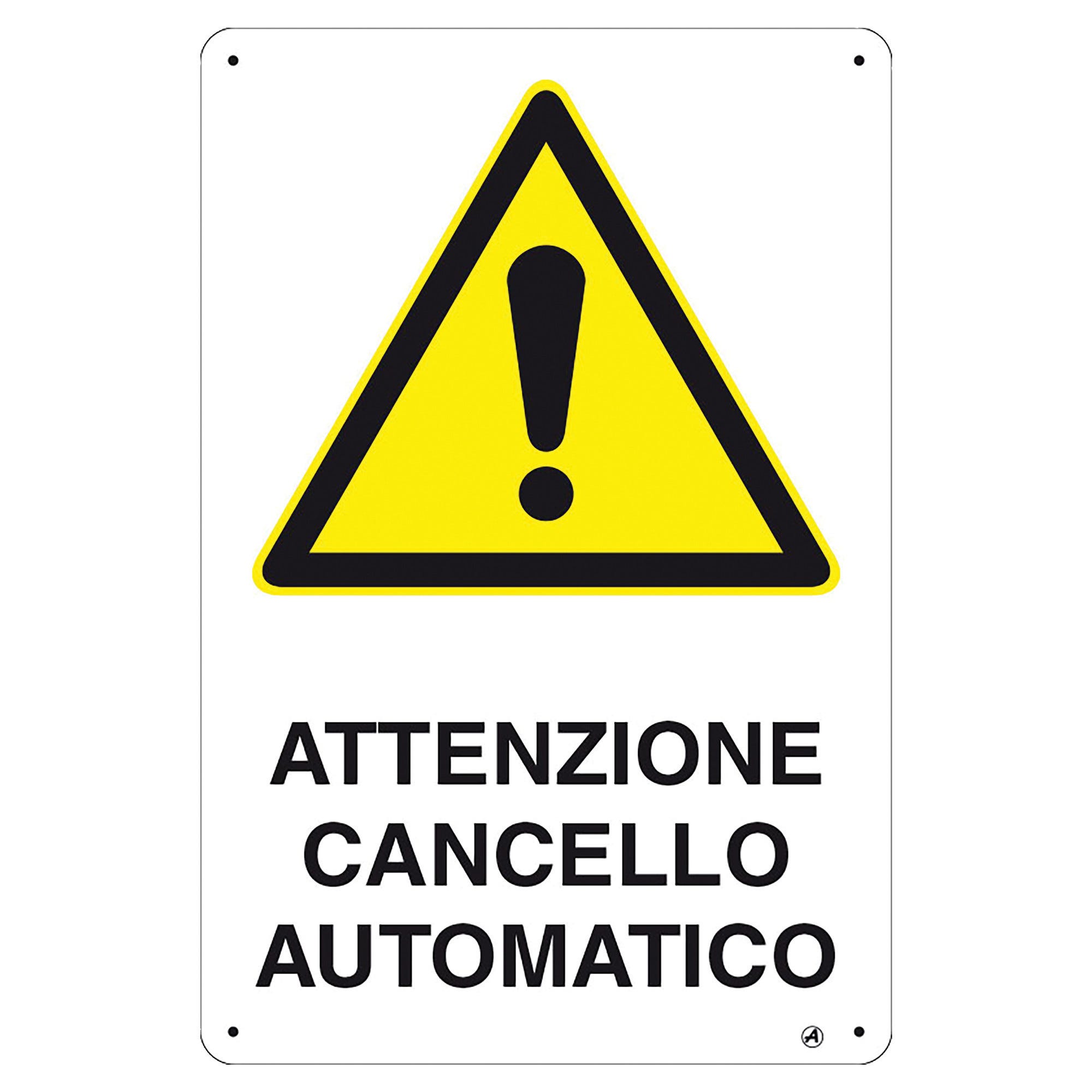 CARTELLO ATTENZIONE CANCELLO AUTOMATICO IN PVC 20x30 cm