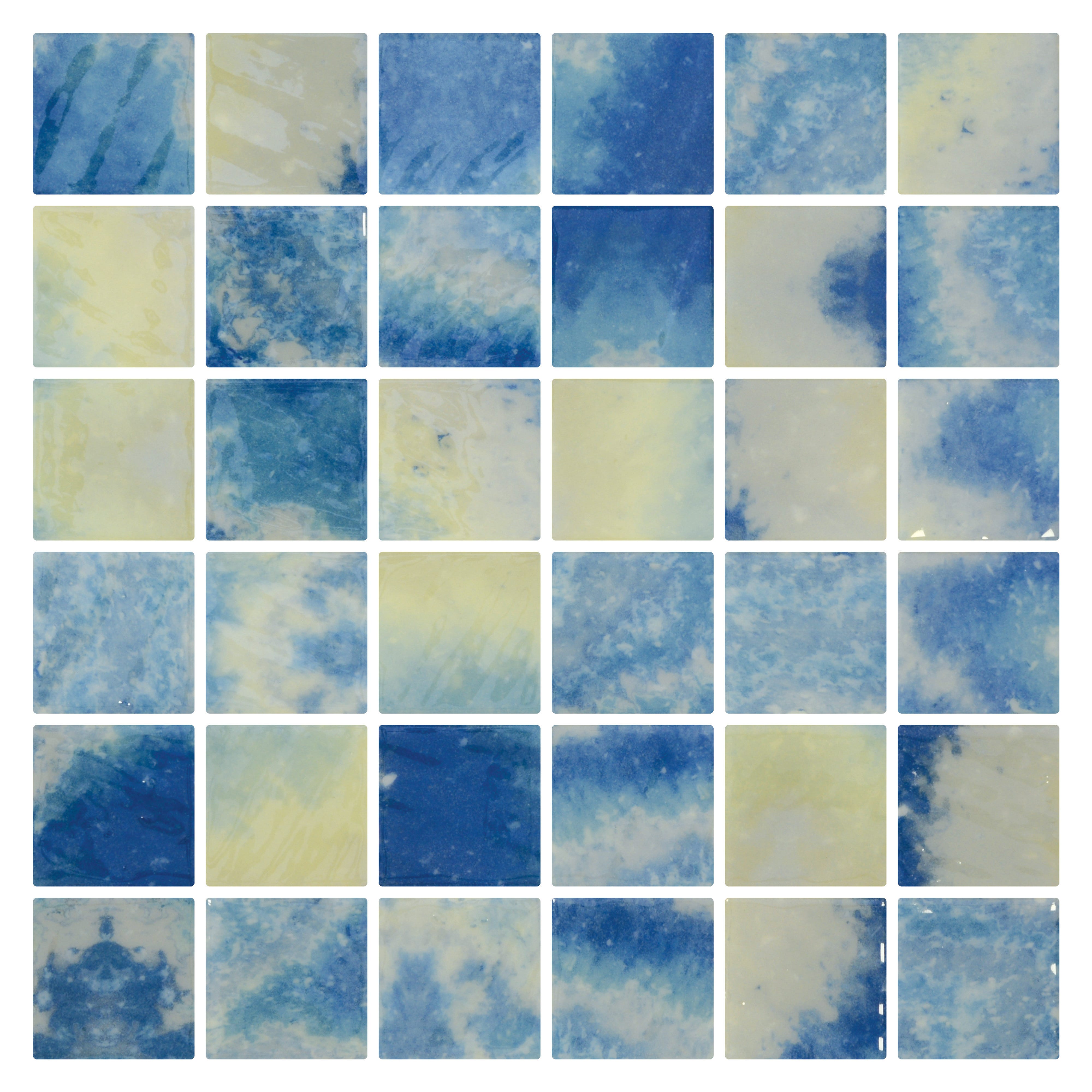 MOSAICO PENTA BLUE RETE TASSELLO 5x5 cm PASTA DI VETRO VENDITA AL FOGLIO