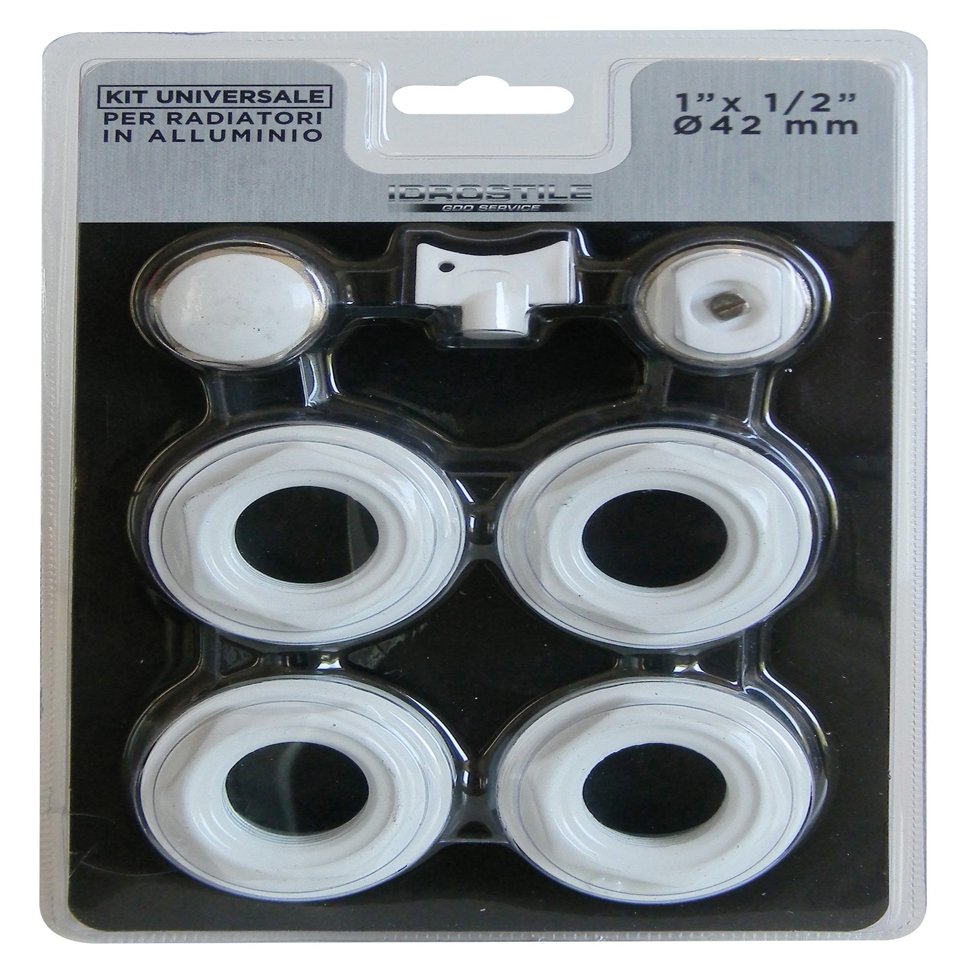 KIT TAPPI PER 5 RADIATORI IN ALLUMINIO 1''x1/2'' Ø 42 mm CONTIENE 5 ...