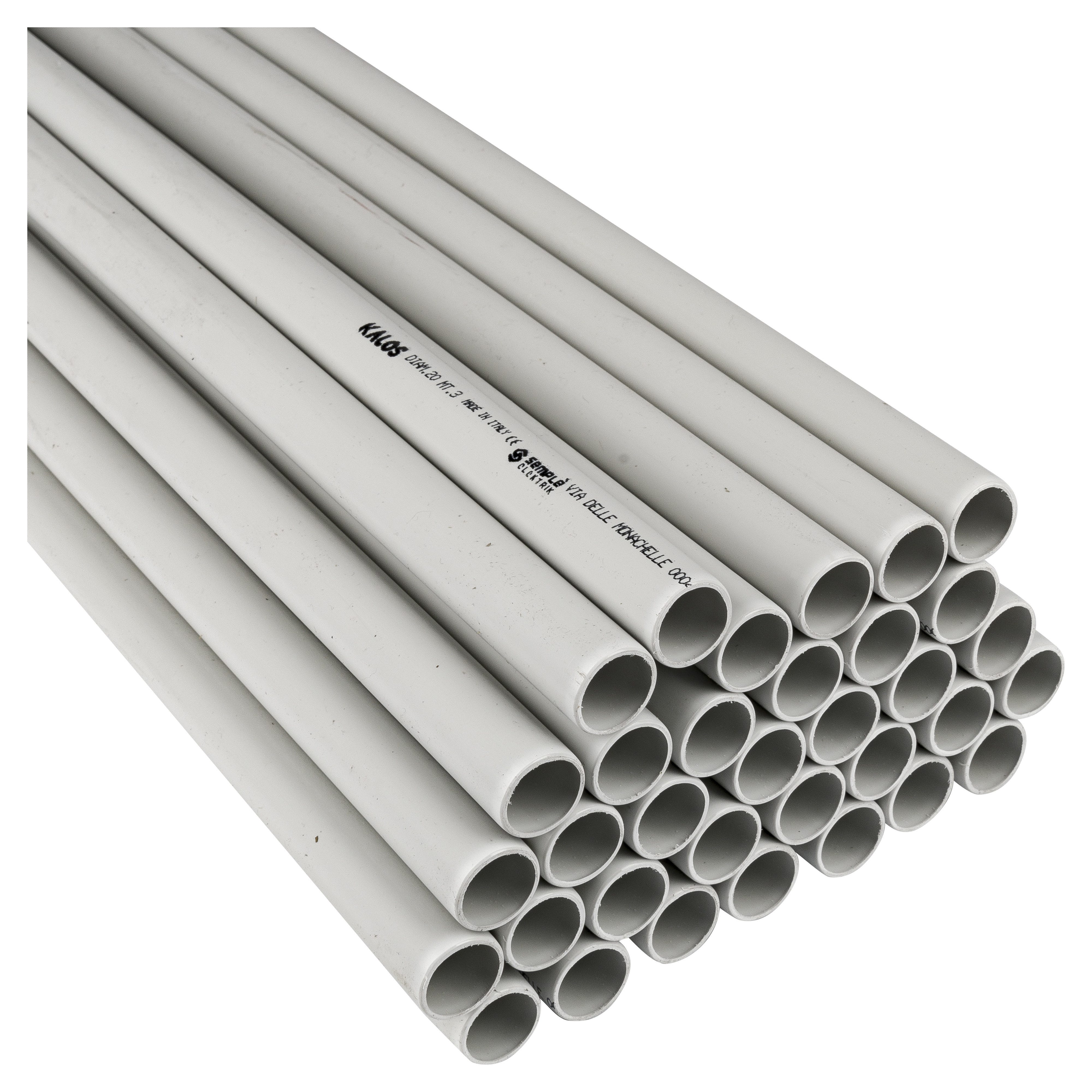 34 TUBI RIGIDI IN PVC GRIGI Ø 20 mm LUNGHEZZA 3 m