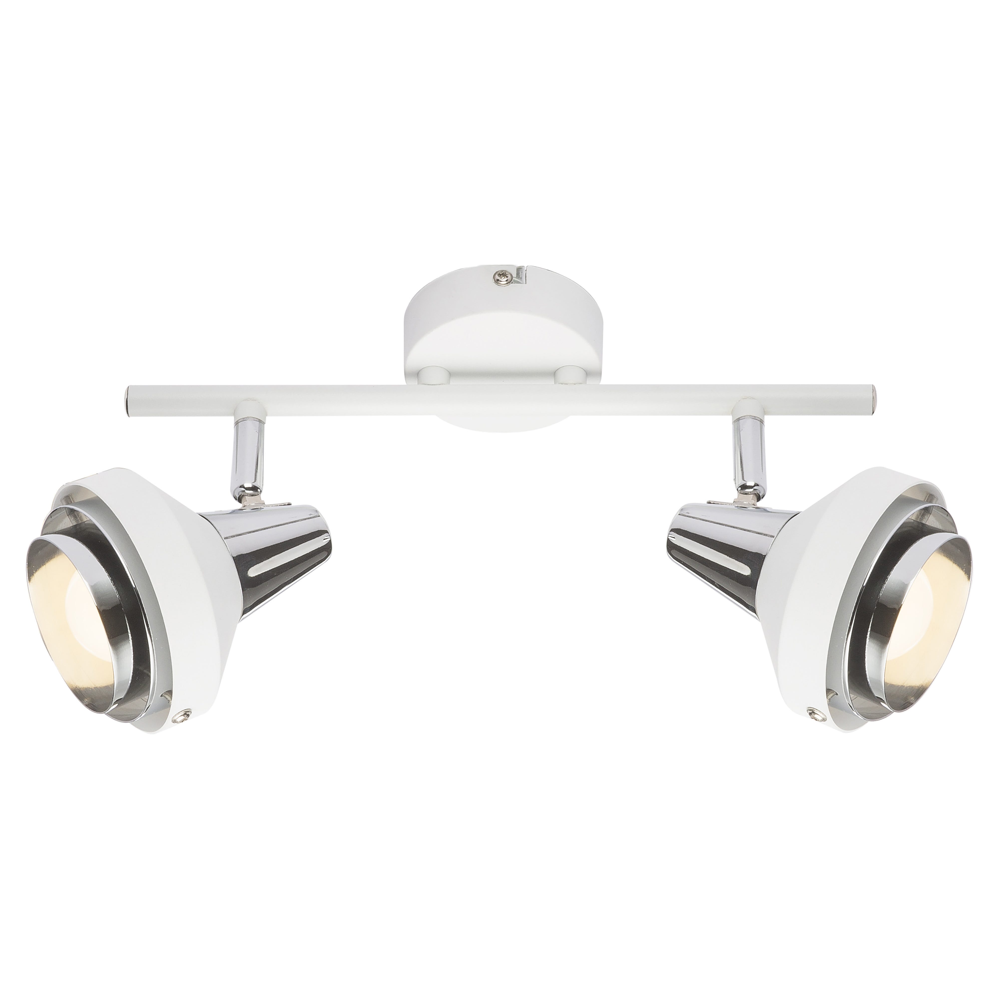 BARRA 2 LUCI RORGE E14 2x15W IN METALLO BIANCO E CROMO LAMPADINA NON ...