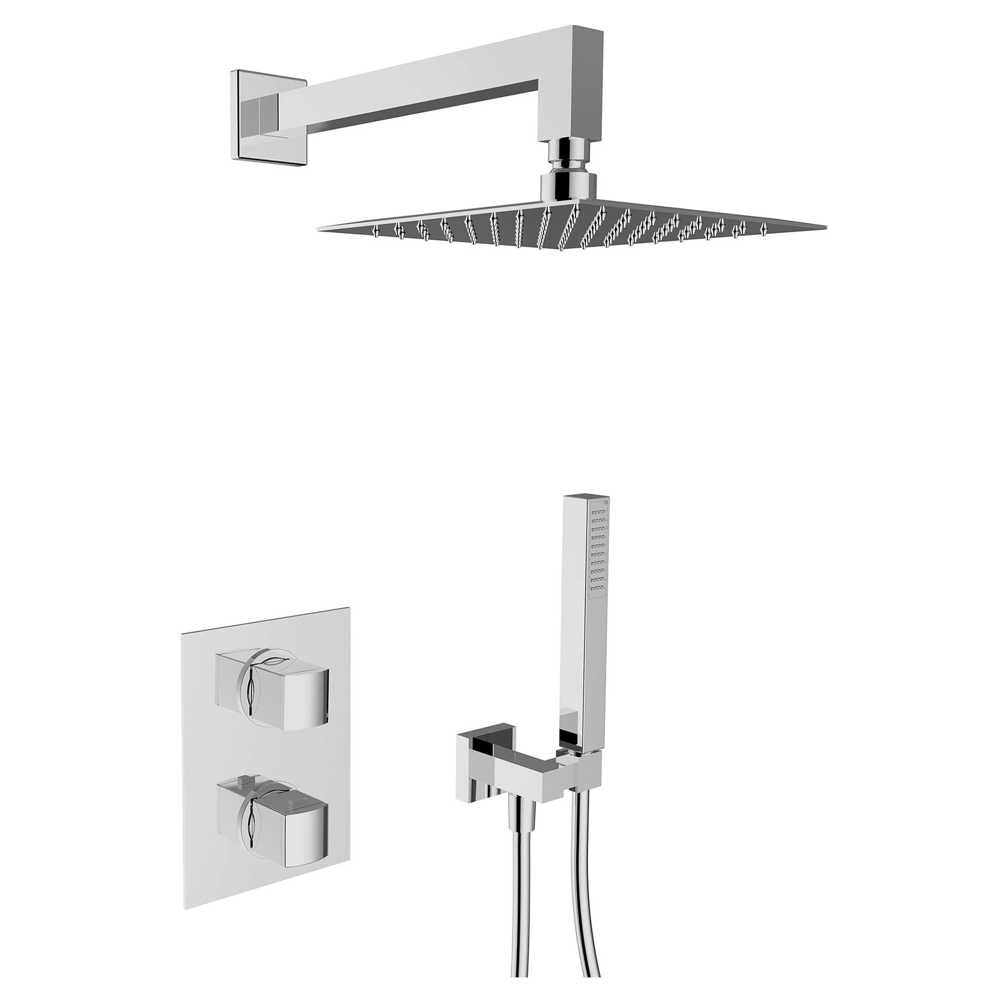 KIT DOCCIA INCASSO HUBER QUADRO CROMO MISC TERMOSTATICO DEVIATORE 2 VIE ...