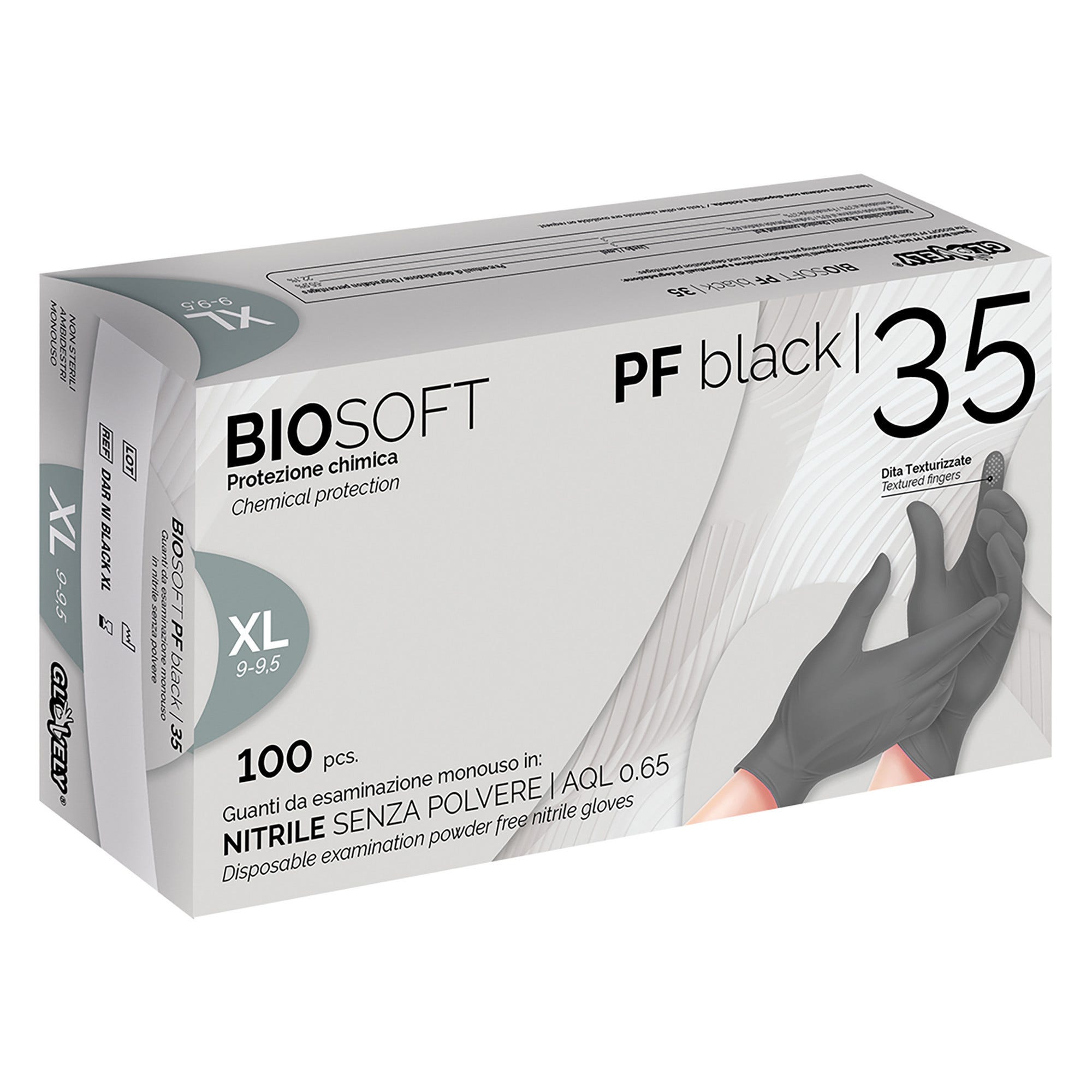 100 GUANTI MONOUSO BIOSOFT PF IN NITRILE NERI TAGLIA XL SENZA POLVERE ...