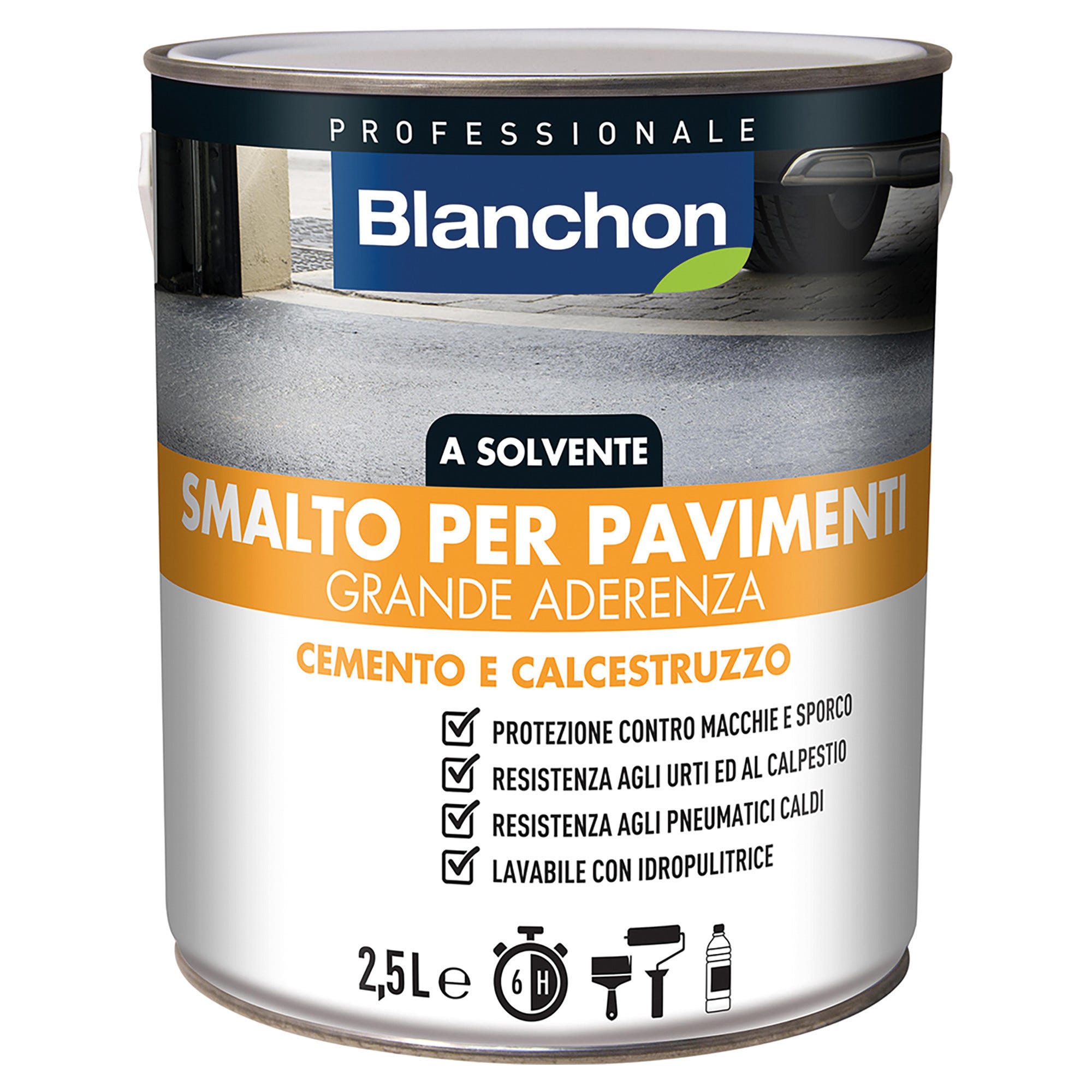 SMALTO PAVIMENTI BLANCHON SOLVENTE 2,5 l GRIGIO MEDIO 12 m² CON 1 l ...