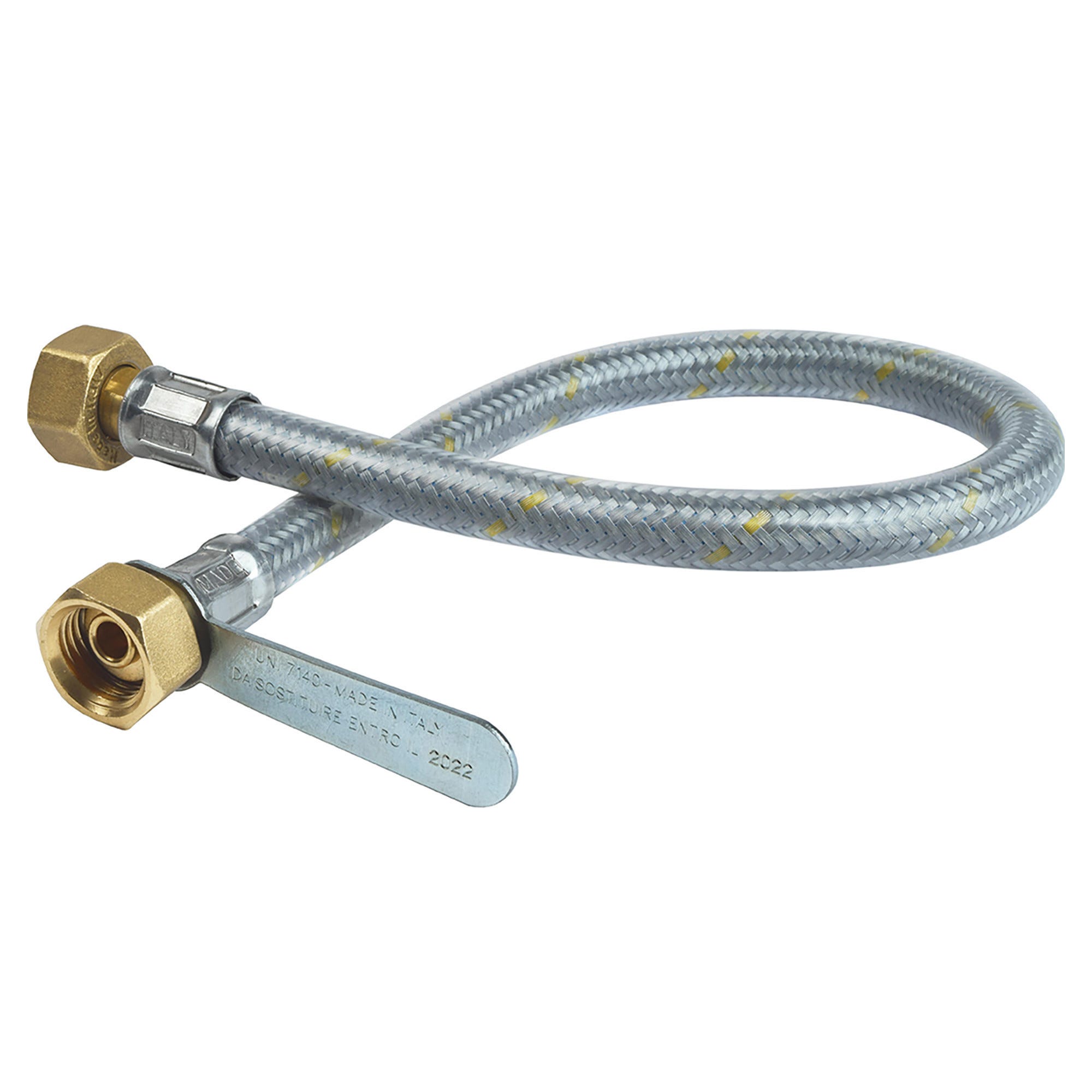 TUBO GAS GPL FLESSIBILE IN ACCIAIO L 100 cm FF 1/2'' GUAINA PVC