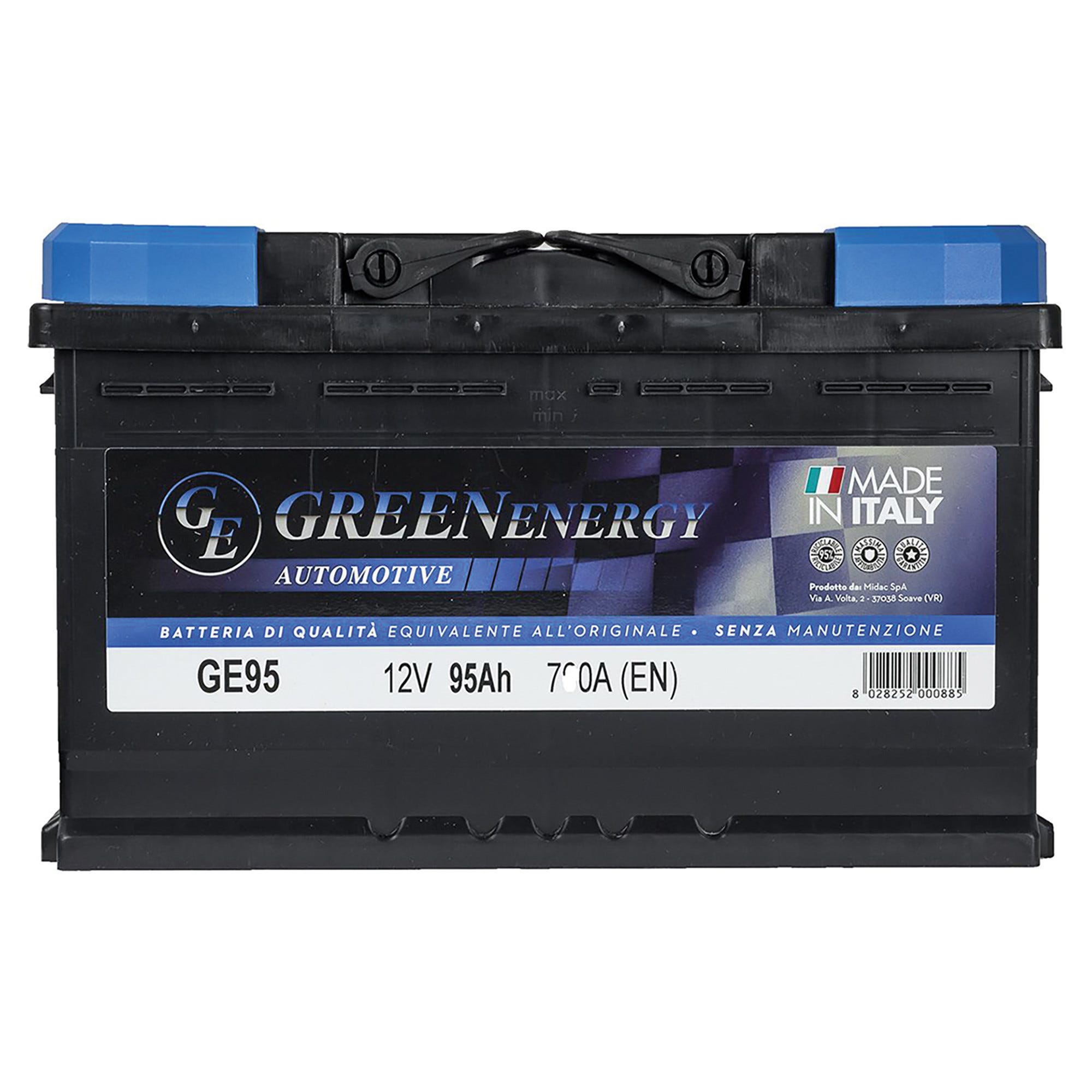 BATTERIA AUTO 95 Ah GREENENERGY SPUNTO 760A 310x175x190mm (LxPxH) PESO ...