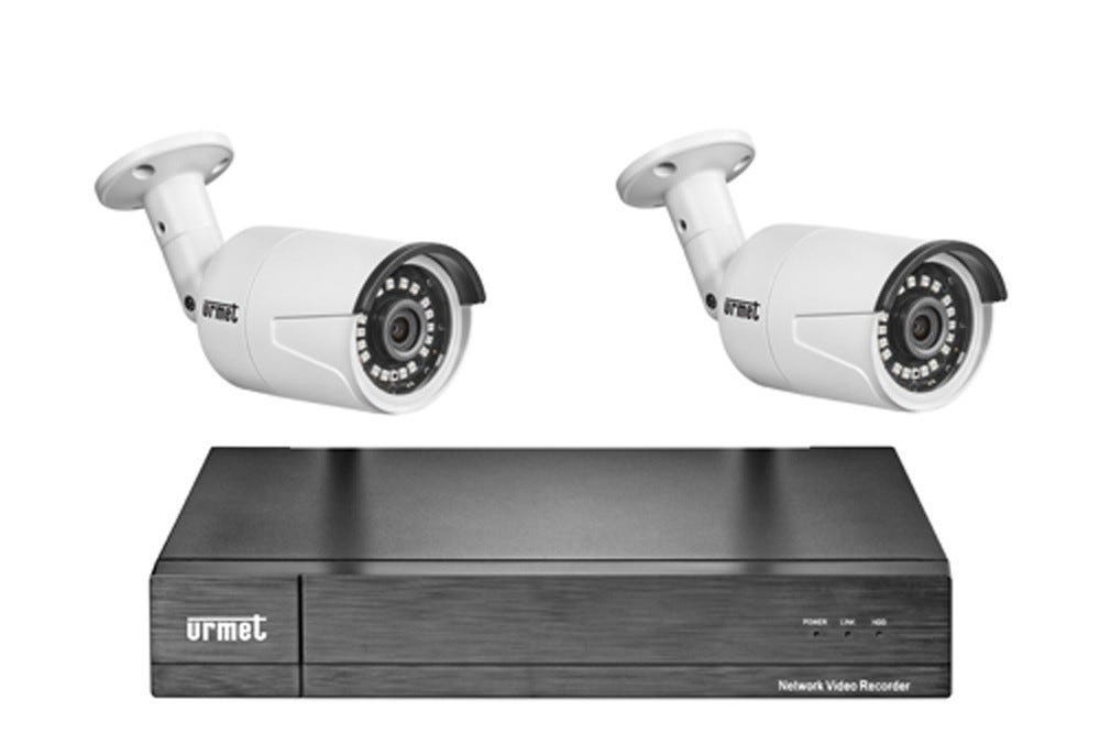 KIT VIDEOSORVEGLIANZA URMET 4 CANALI AHD 2 TELECAMERE 2 Mpx HVR FILARE 1TB CON APP DEDICATA