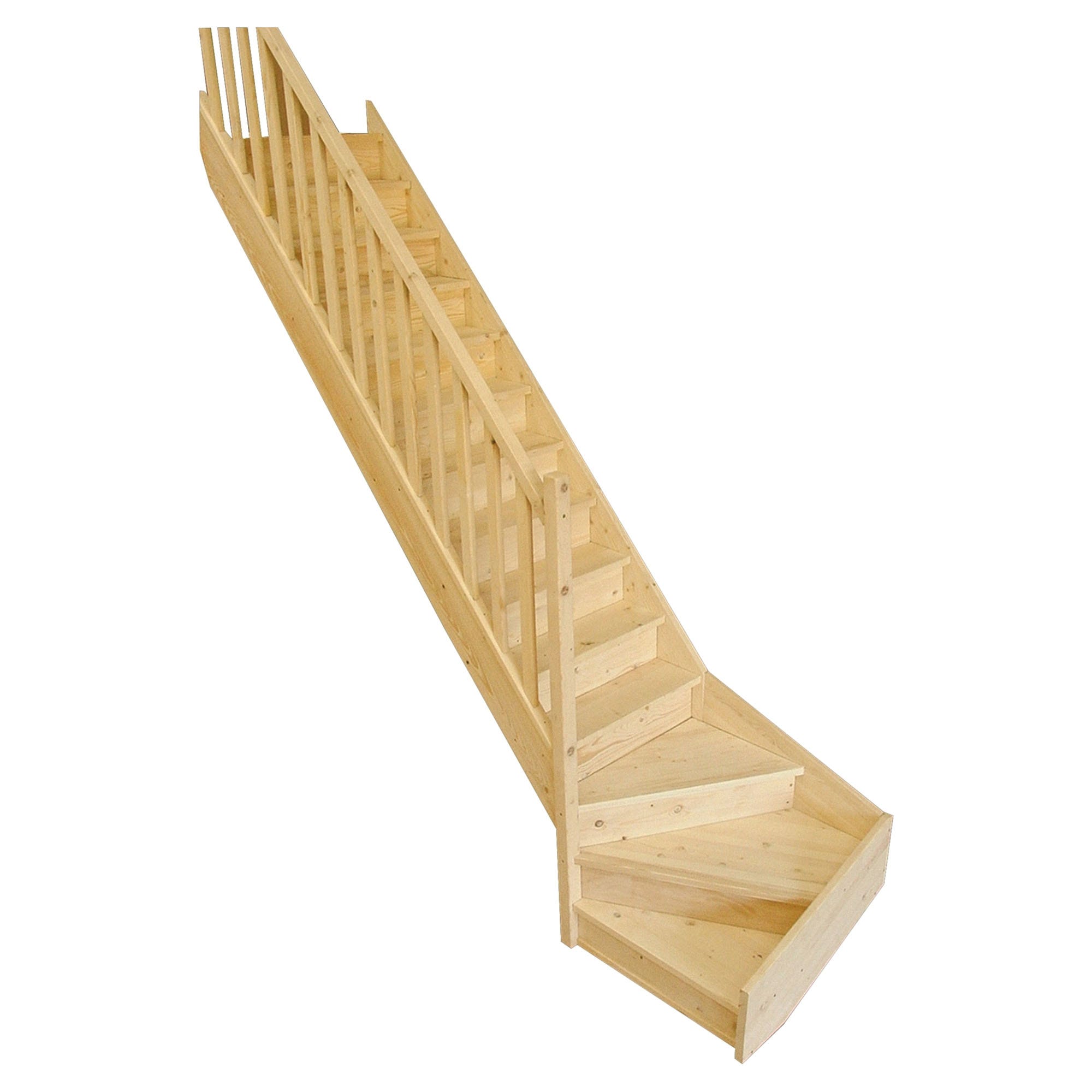 SCALA A L SINISTRA IN ABETE 270x80 cm (HxL) 14 GRADINI CON RINGHIERA