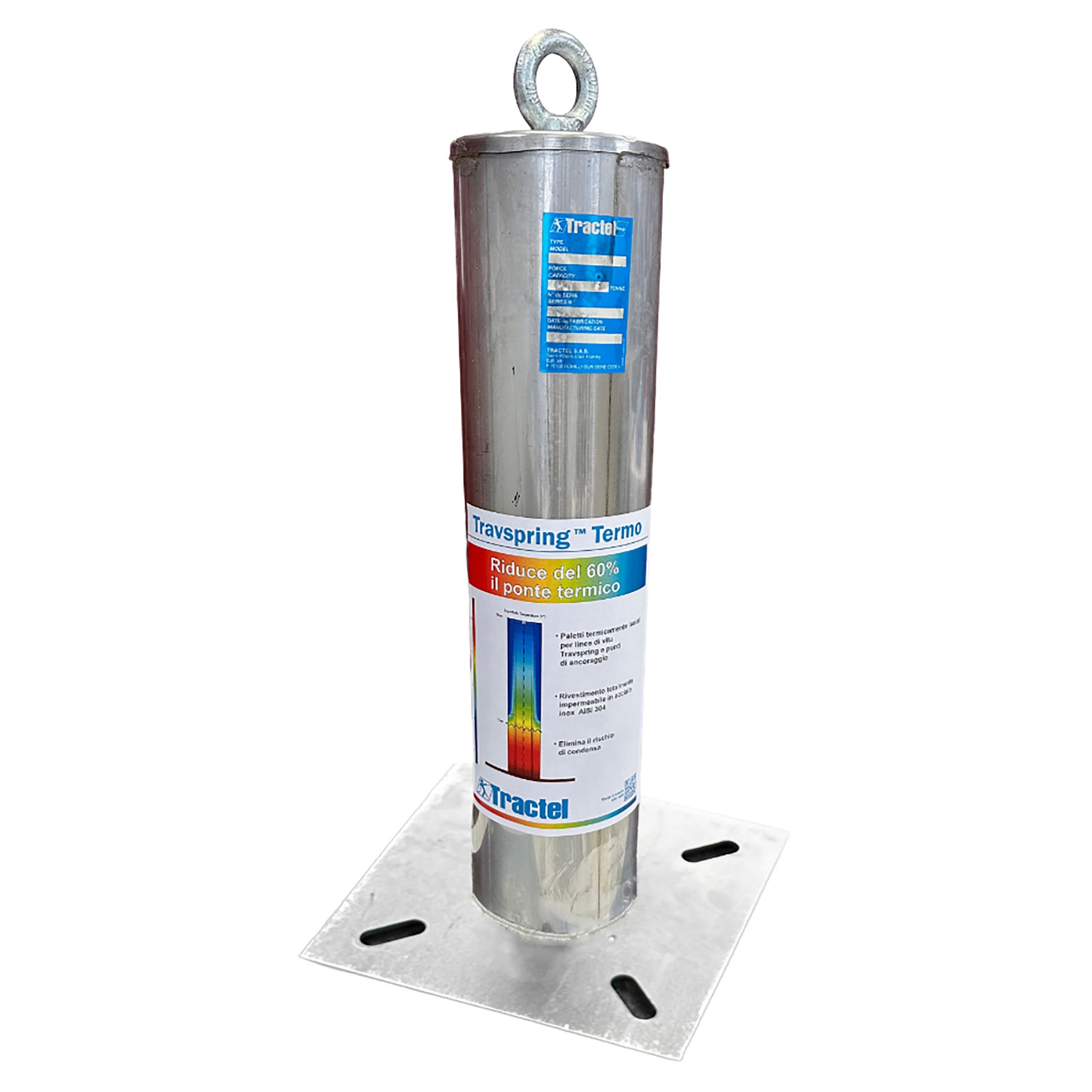 PALO TRACTEL BASE QUADRA 75 cm ISOLATO ANTICADUTA EN795A C CON PIASTRINA