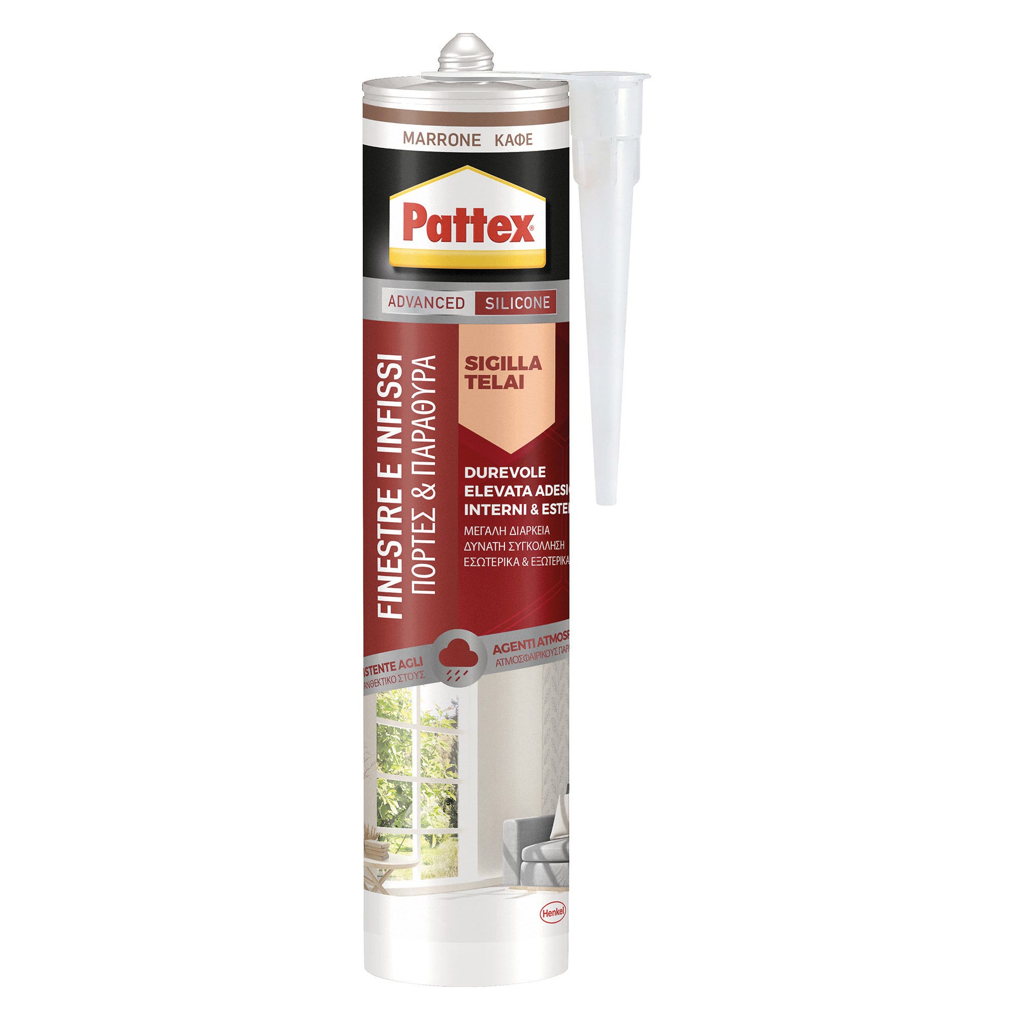 SILICONE NEUTRO PATTEX PER SERRAMENTI MARRONE 280 ml