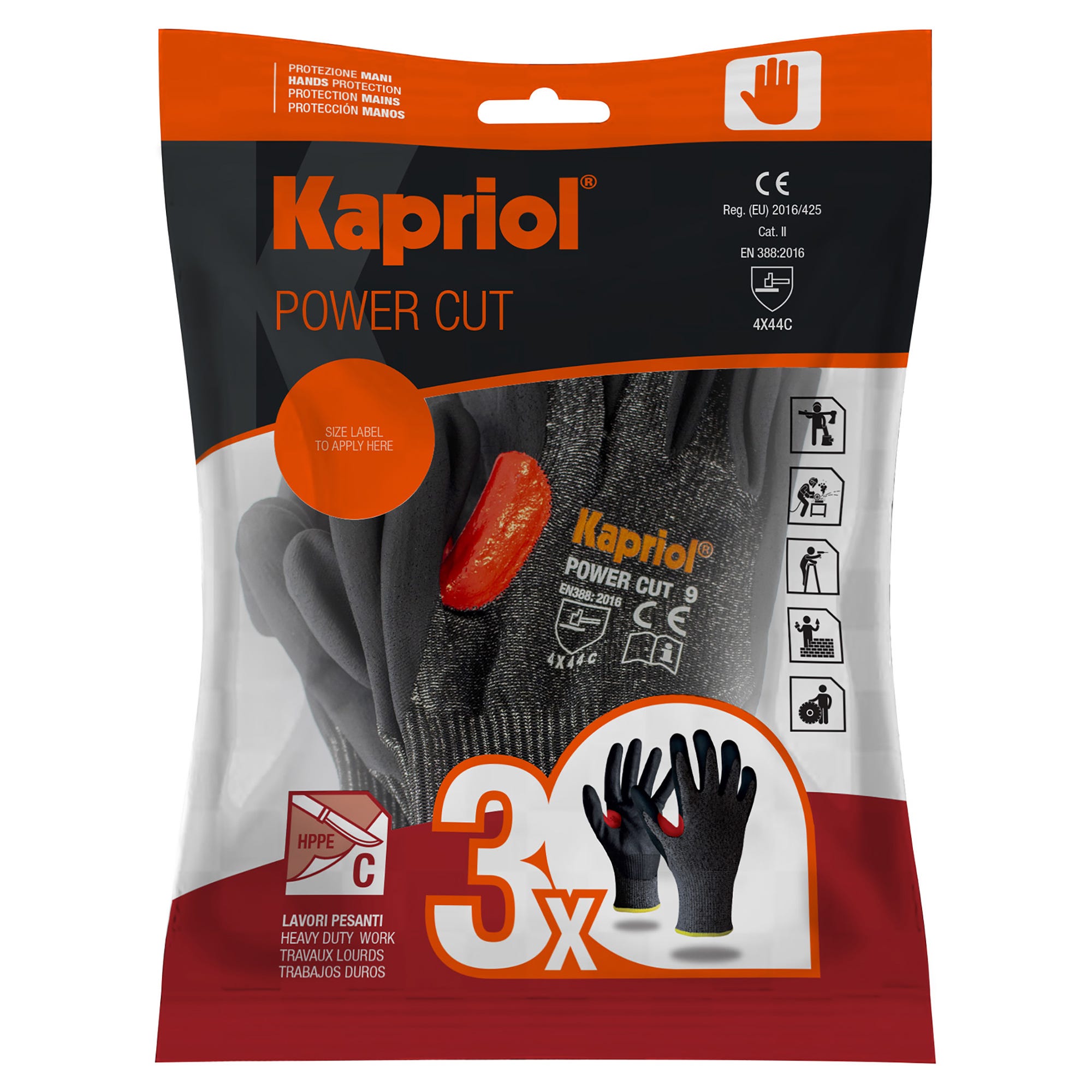 3 GUANTI KAPRIOL ANTITAGLIO TAGLIA 9