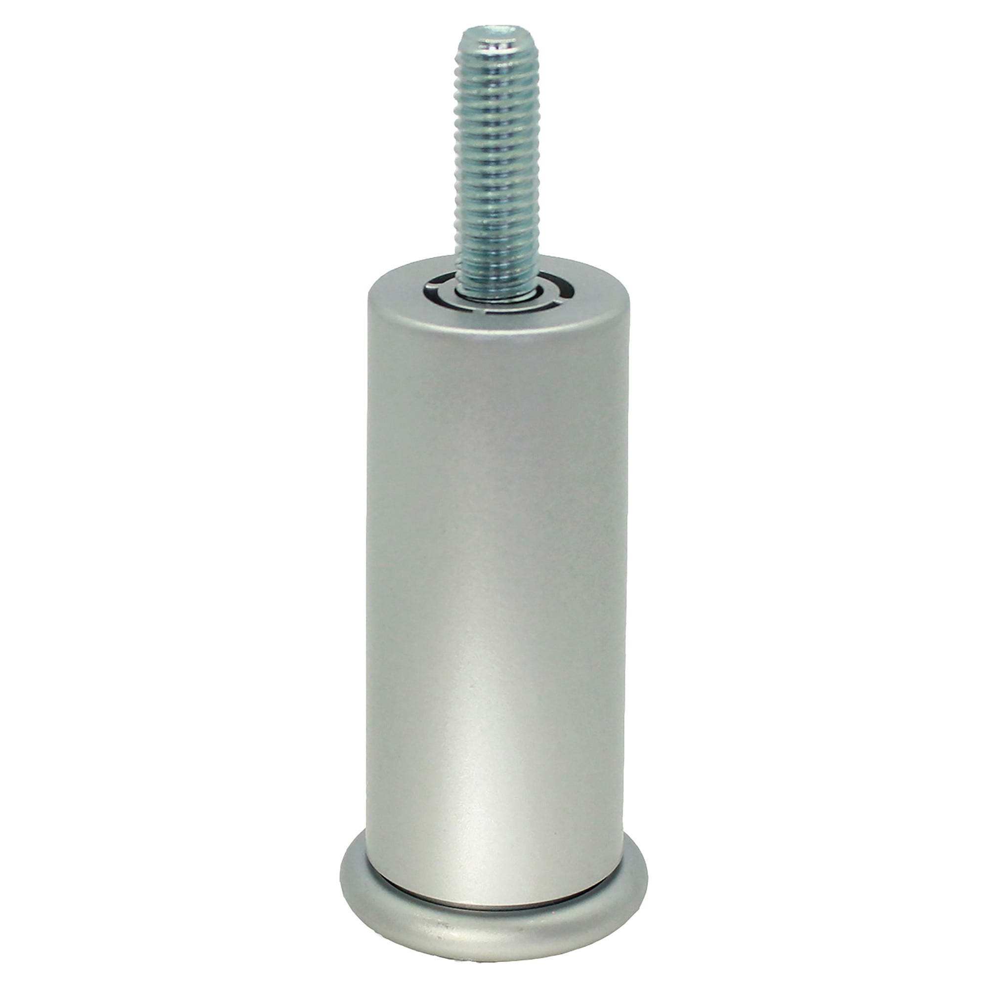 PIEDE PER MOBILE PORTATA 100kg PERNO M10 Ø 30 mm H 80 mm ABS ALLUMINIO ...