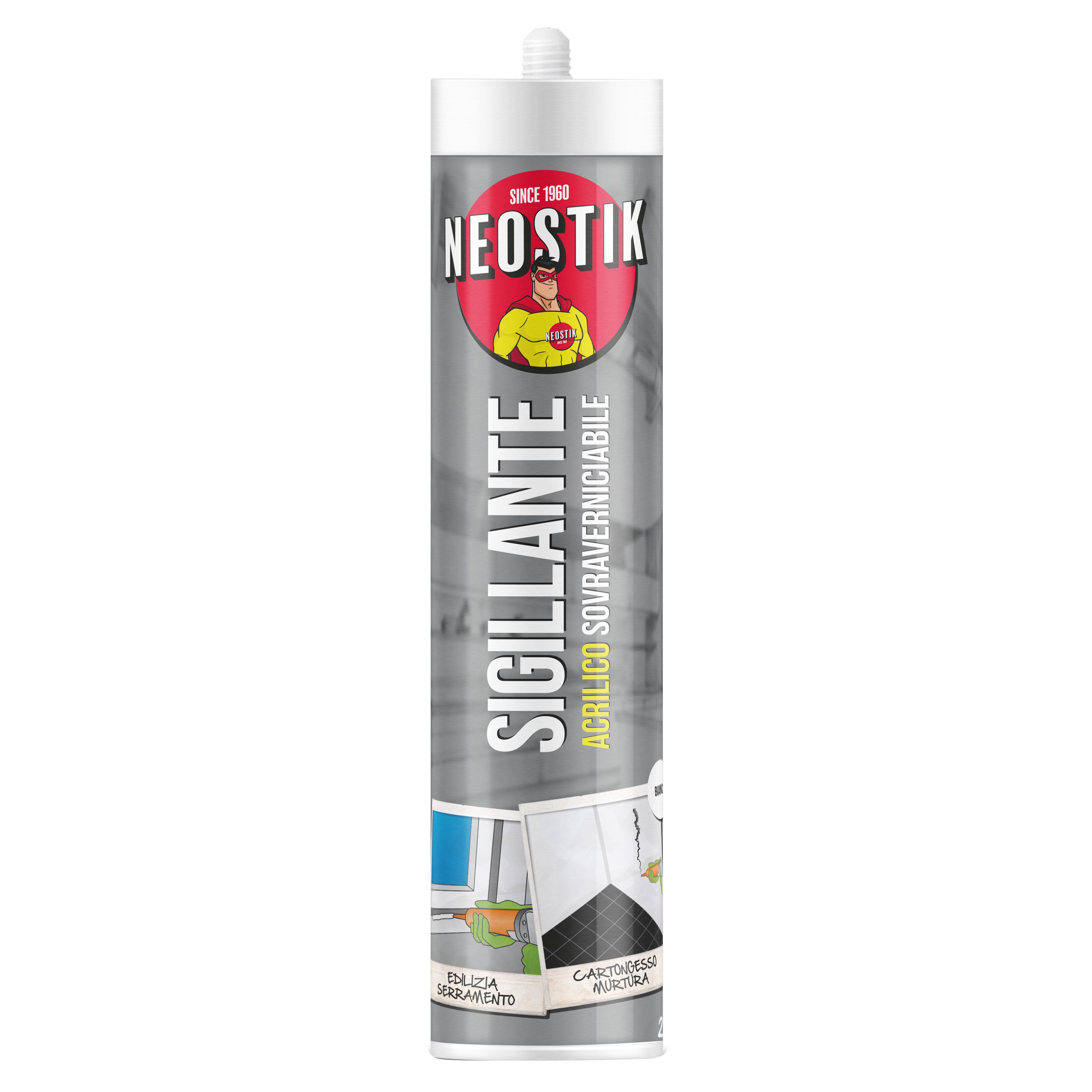 BIPACK SILICONE ACRILICO NEOSTIK 280ml BIANCO PER MURI E FESSURE