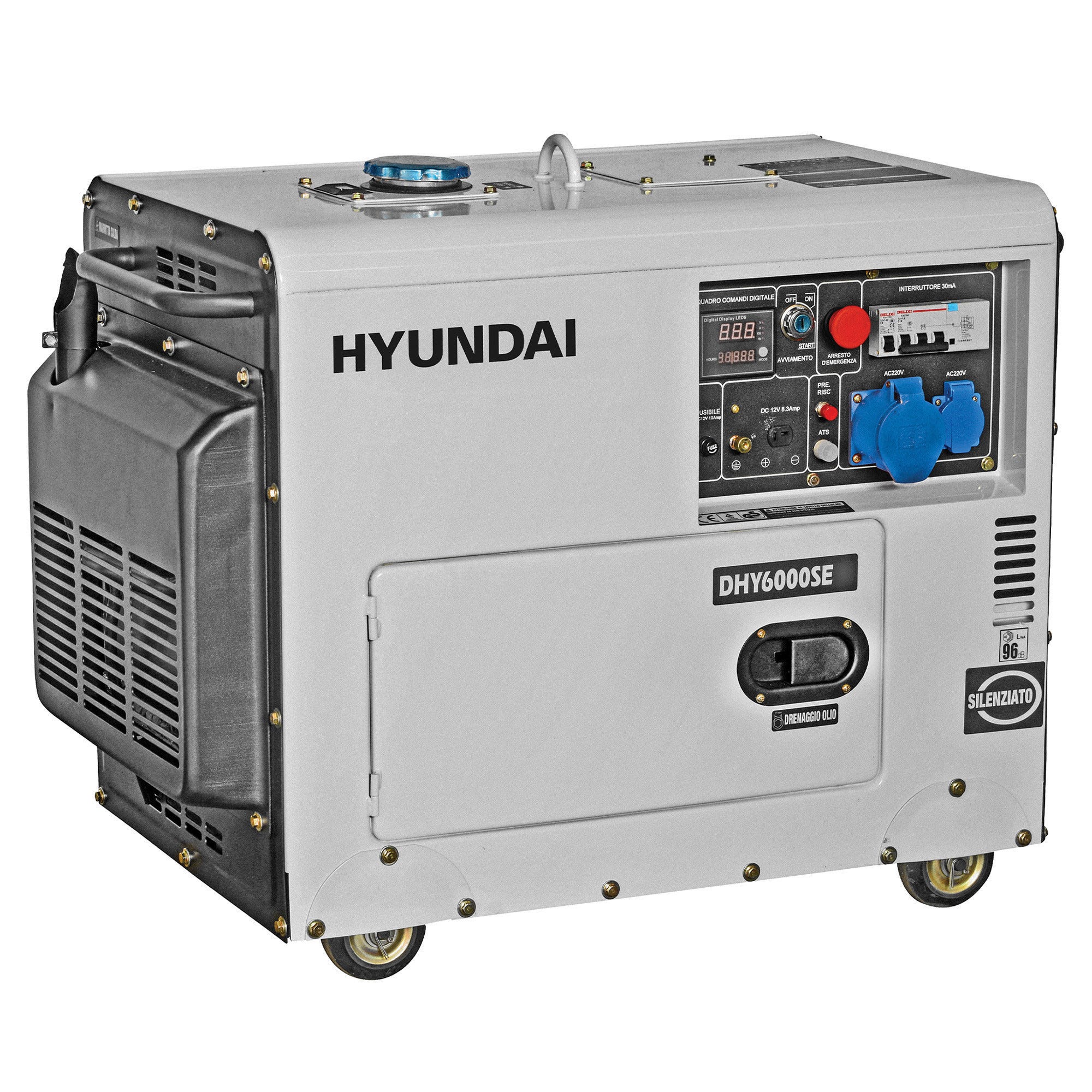 GENERATORE 5300 W SILENZIATO HYUNDAI DHY6000SE POTENZA CONTINUA 5000W ...