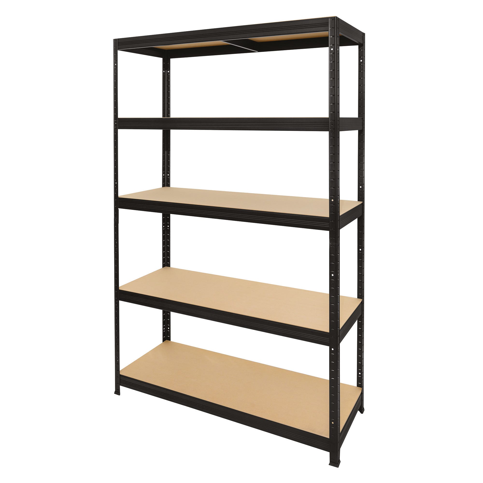 SCAFFALE LEGNO/METALLO 5 RIPIANI 250 kg NERO AD INCASTRO 120x180x45 cm ...