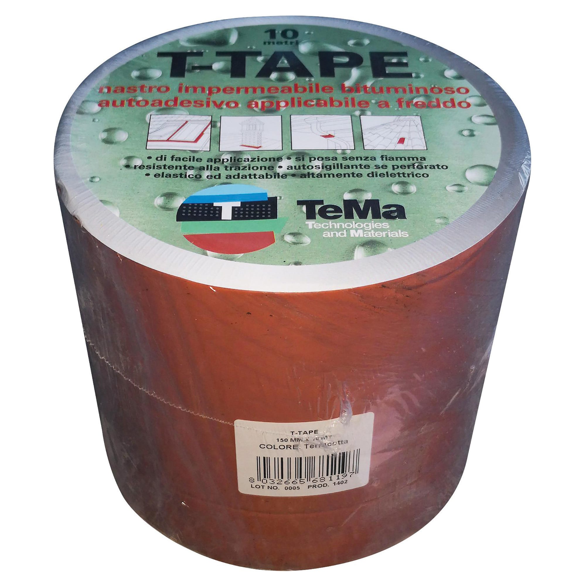 BANDA BITUMINOSA T-TAPE COLOR COTTO 10cm LUNGHEZZA 10 m | Tecnomat