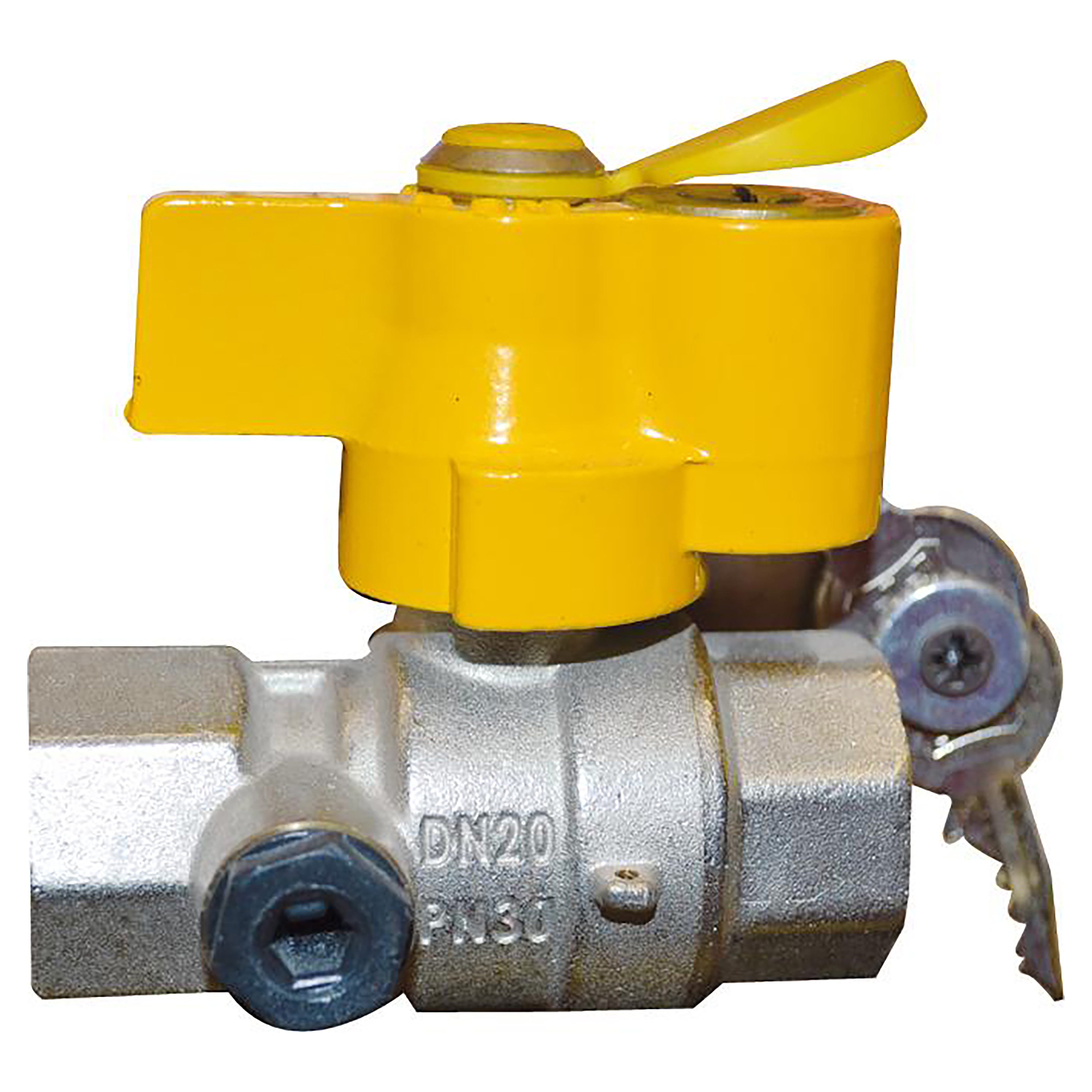 VALVOLA A SFERA GAS CON PRESA PRESSIONE E SERRATURA FF1"