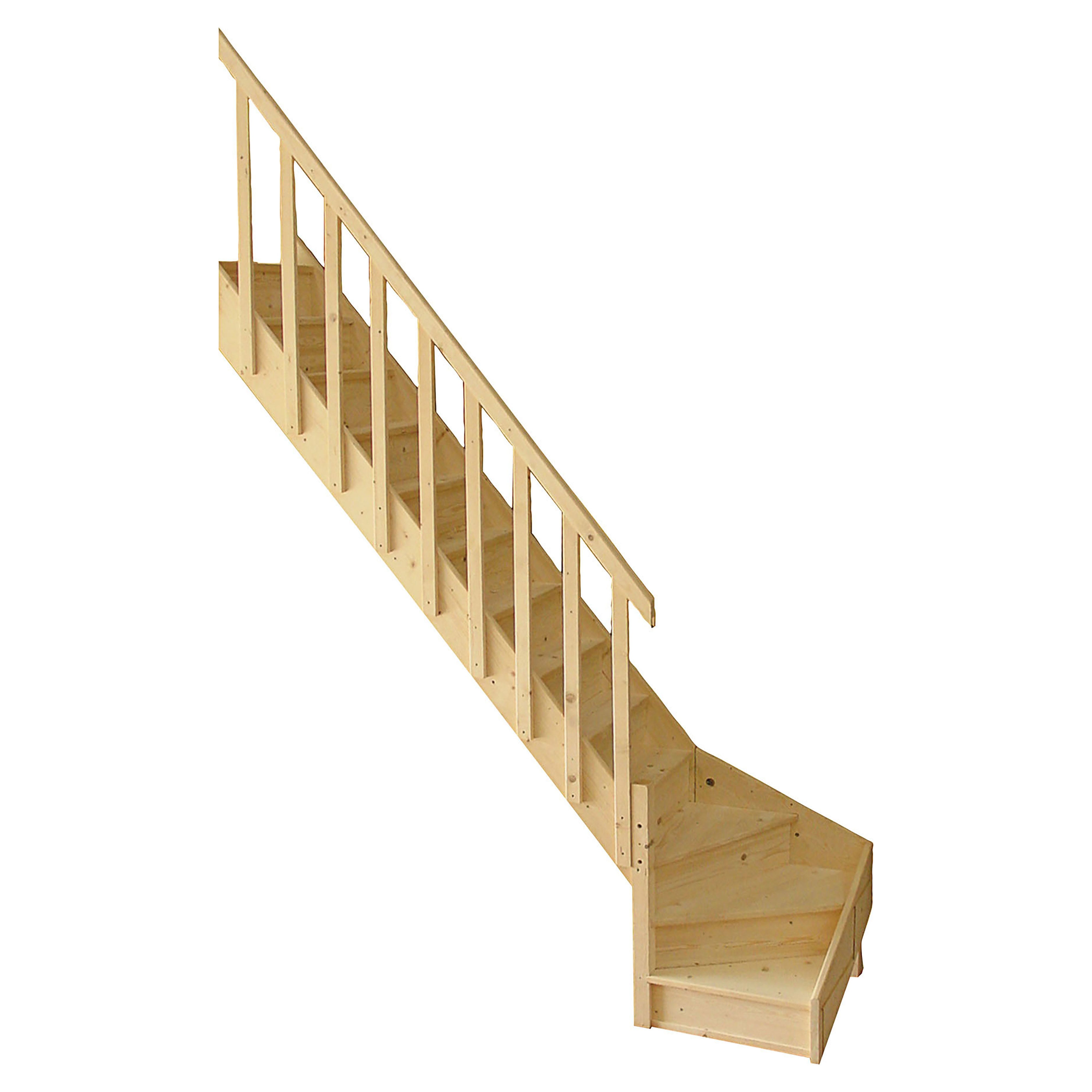SCALA A L DESTRA IN ABETE 270x80 cm (HxL) 14 GRADINI CON RINGHIERA