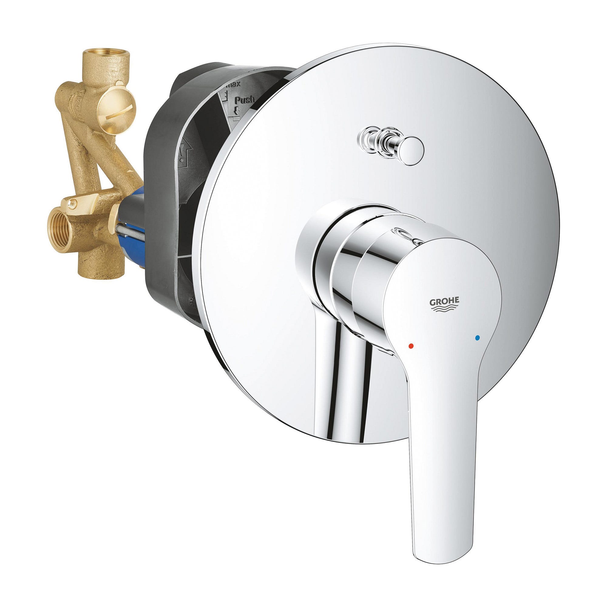 MISCELATORE DOCCIA INCASSO 2 VIE GROHE QUICKFIX START CROMO CARTUCCIA Ø ...