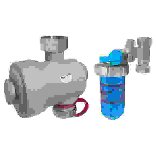 KIT PROTEZIONE CALDAIA AQUAFILTRA DEFANGATORE MAGNETICO 500 µ DOSATORE POLIFOSFATI BYPASS