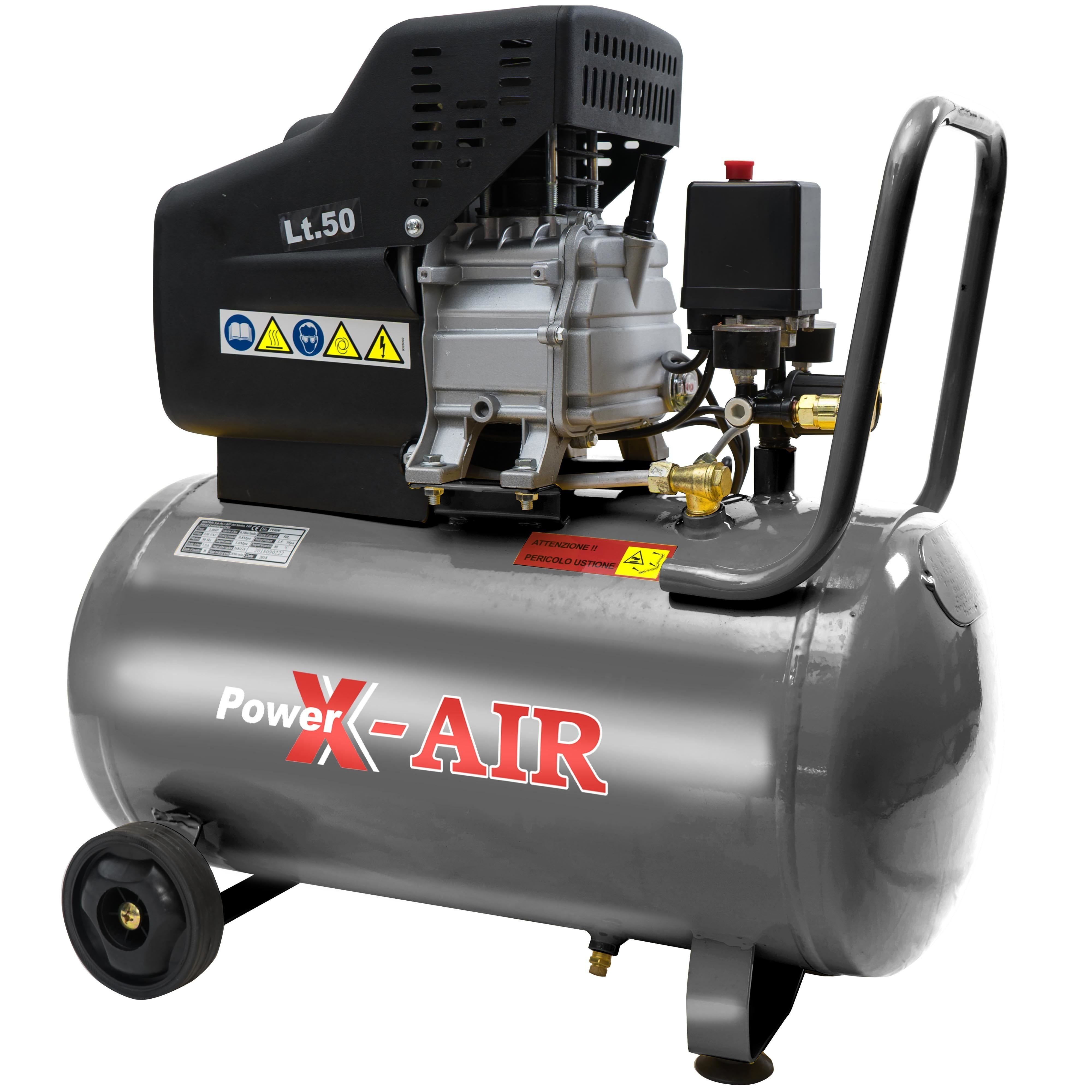 COMPRESSORE 50 l MISTRAL 2hp LUBRIFICATO POWER X YE050 PRESSIONE 8 bar ...